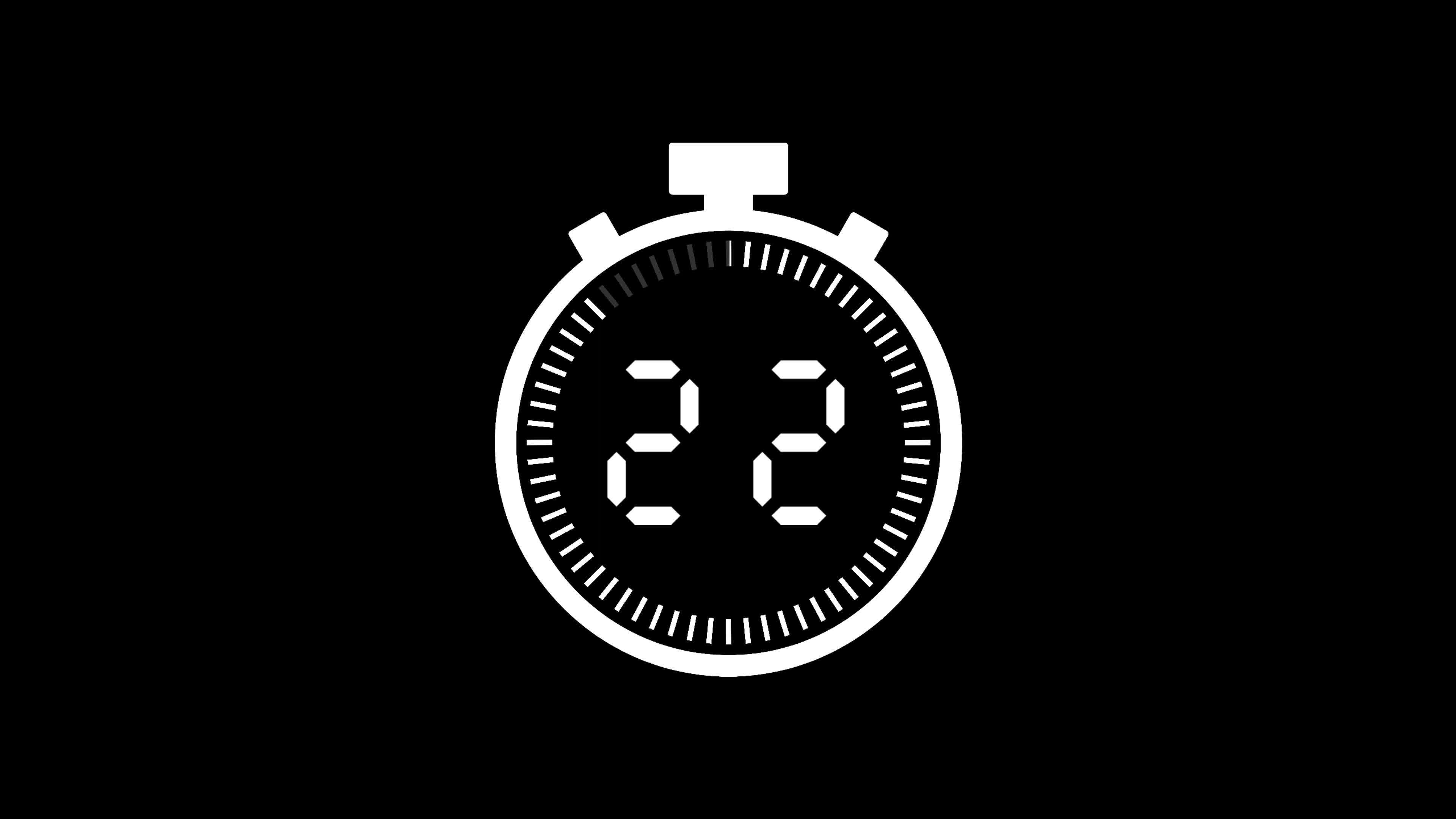 25 Second Countdown Timer Animation From 25 To 0 Seconds Modern White Stopwatch Countdown Timer