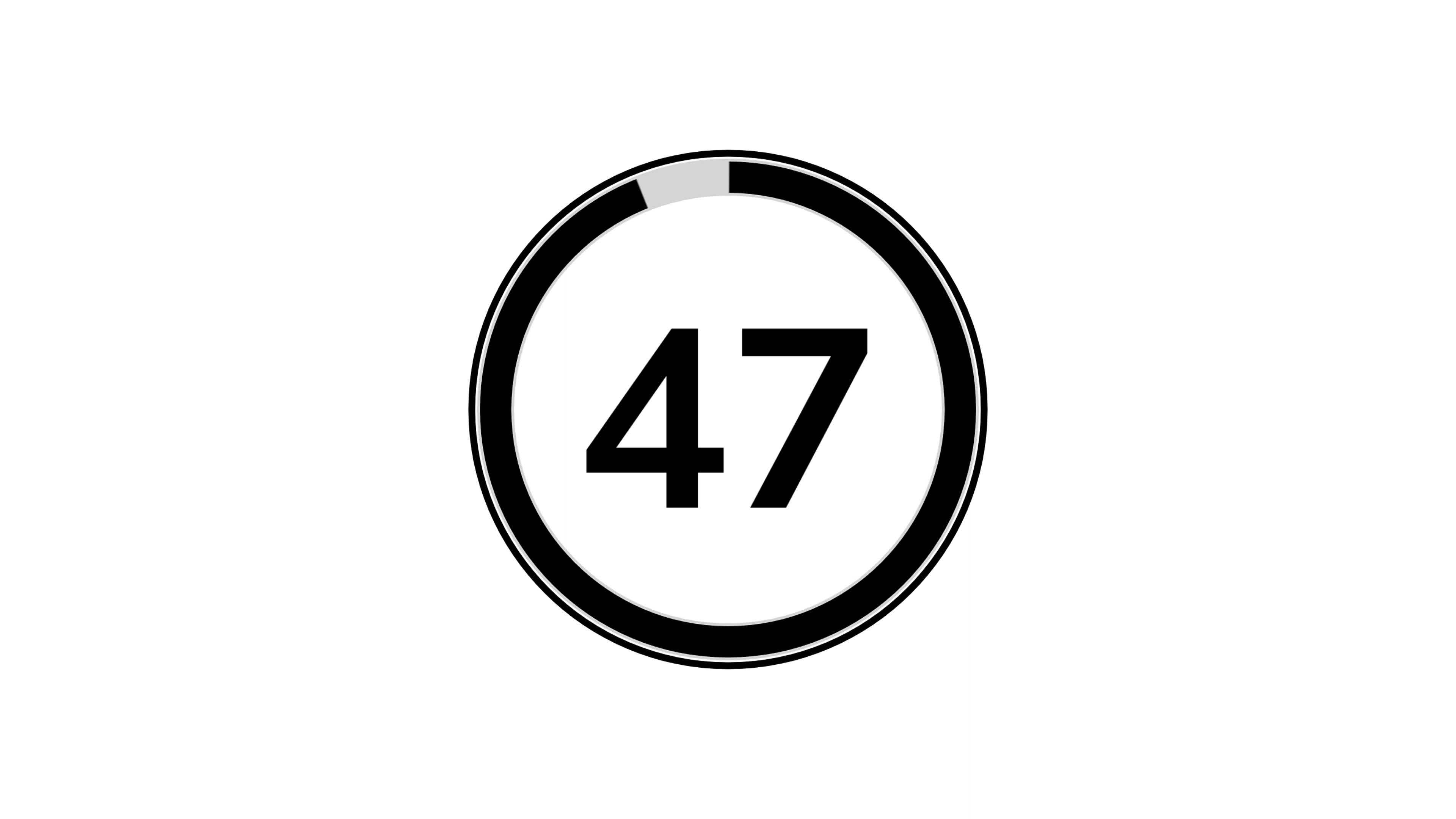 50 Seconds Countdown Timer Animation With Simple Flat Modern Black Circle Indicator Animation On