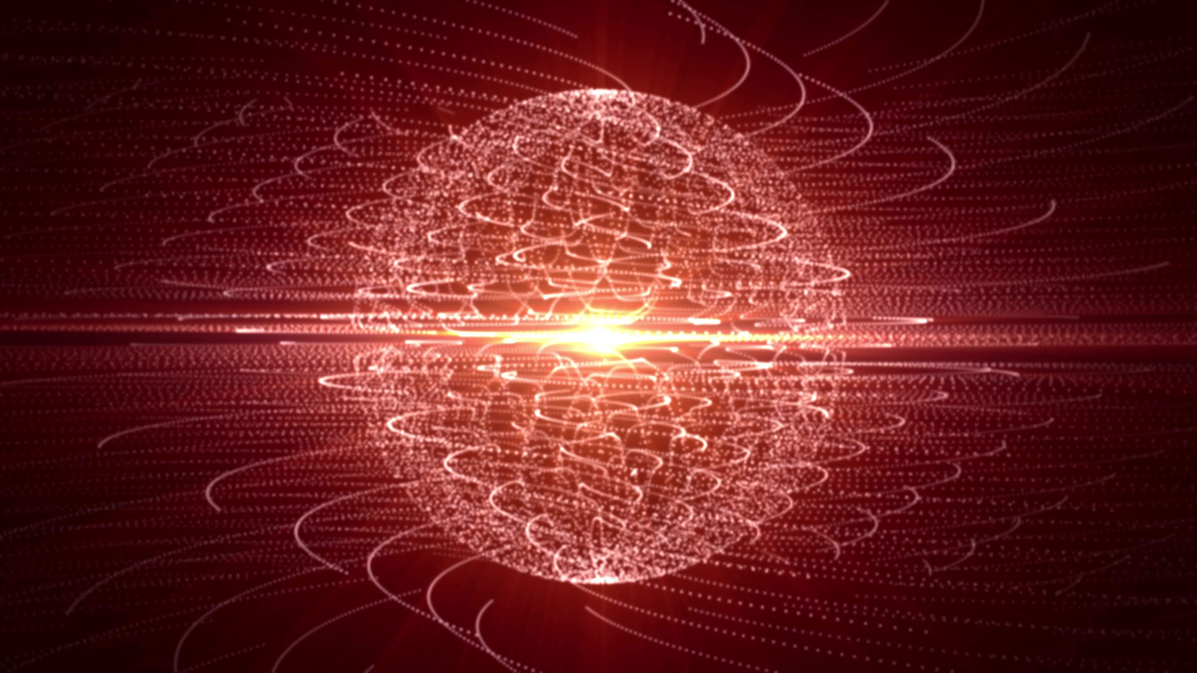 Seamless Loop Animation Of An Abstract Energy Sphere Made Of Hot Glowing Particles And Rotating
