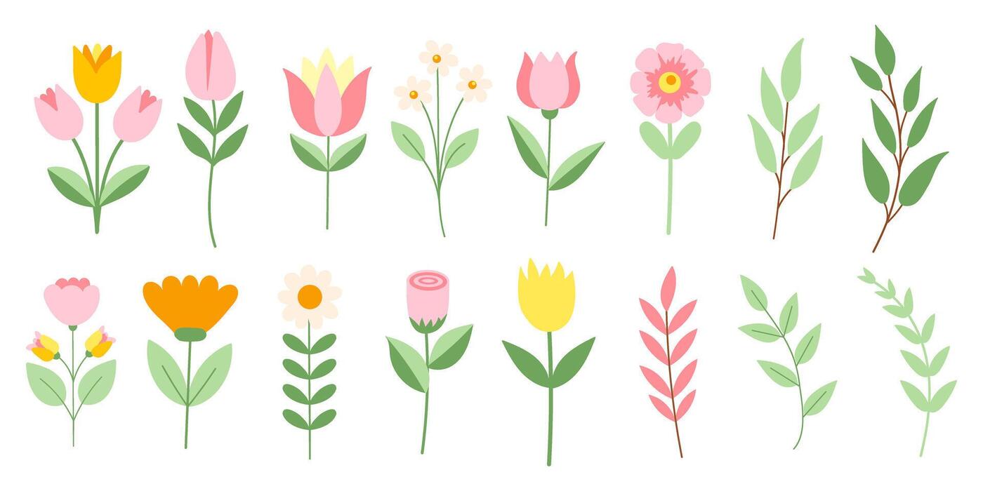 Cute Spring Flowers Vector Art, Icons, and Graphics for Free Download