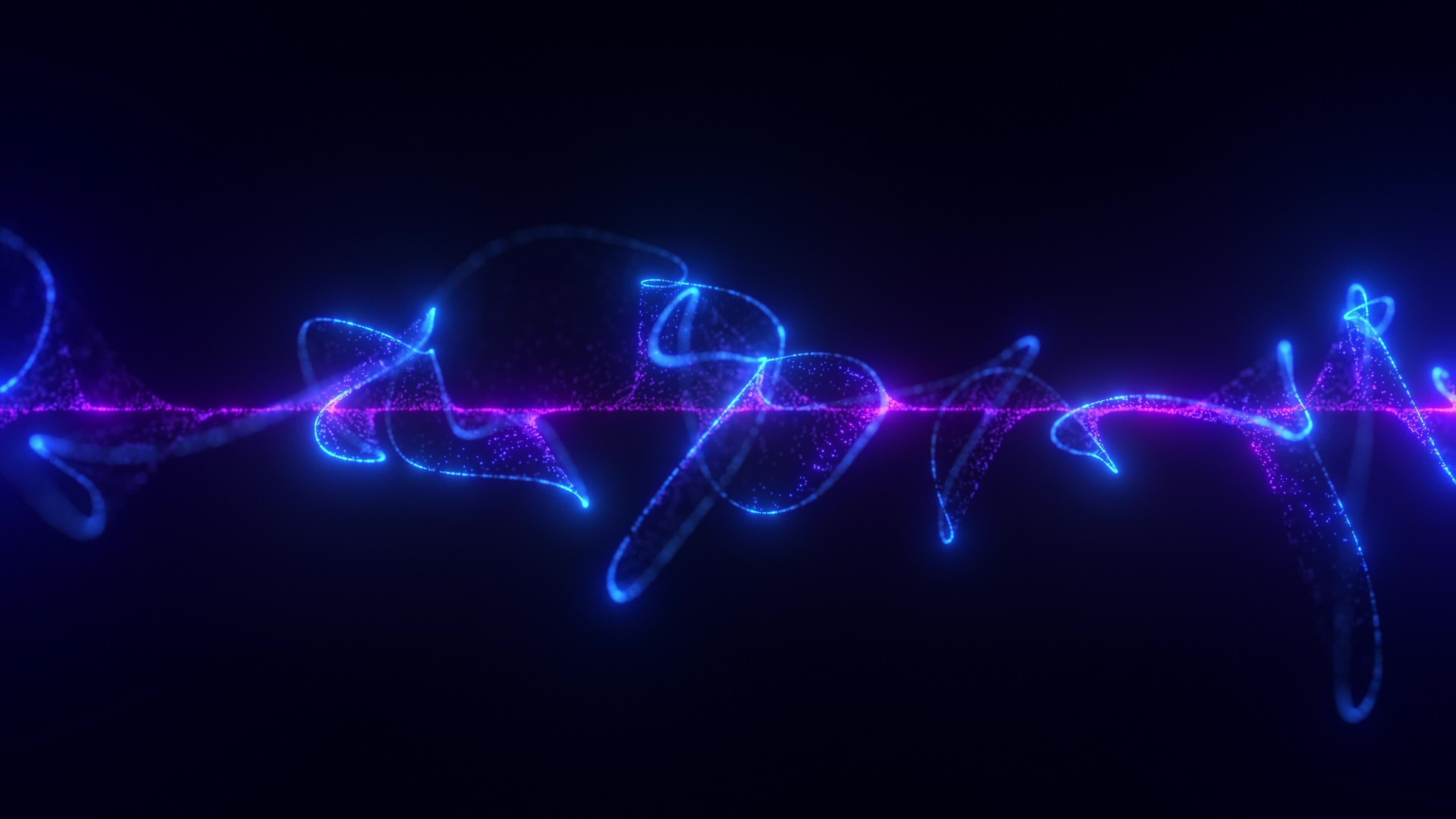 Abstract digital dynamic particle waves with light motion lights background, data flow, cyber ...