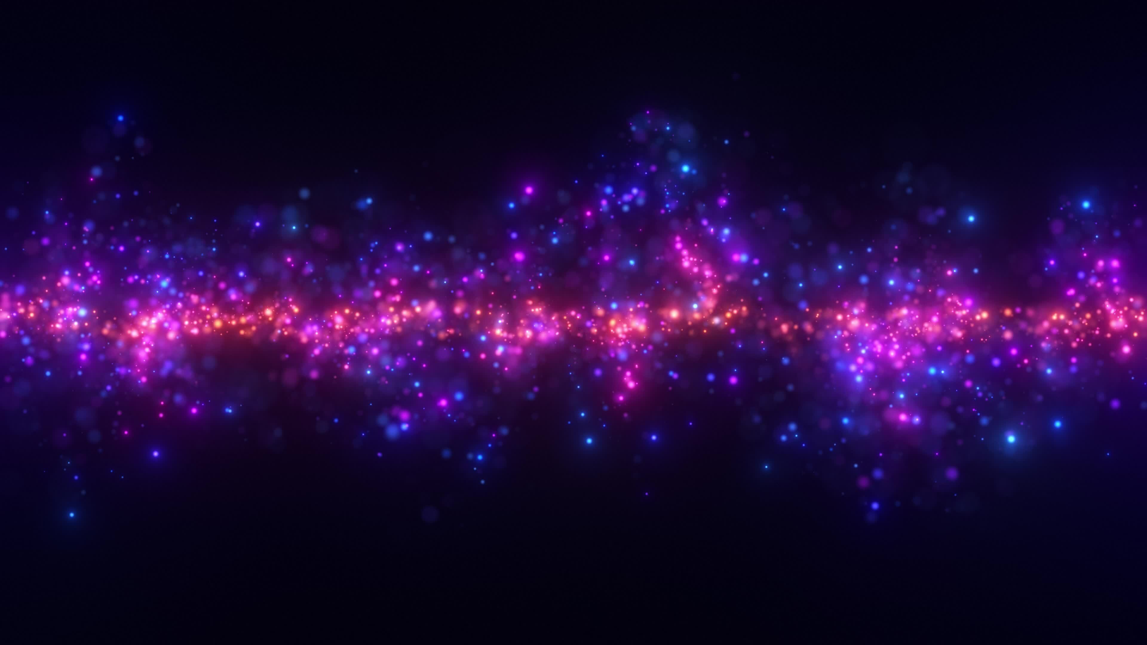 Abstract background of magic dust particles, particles glow and move ...