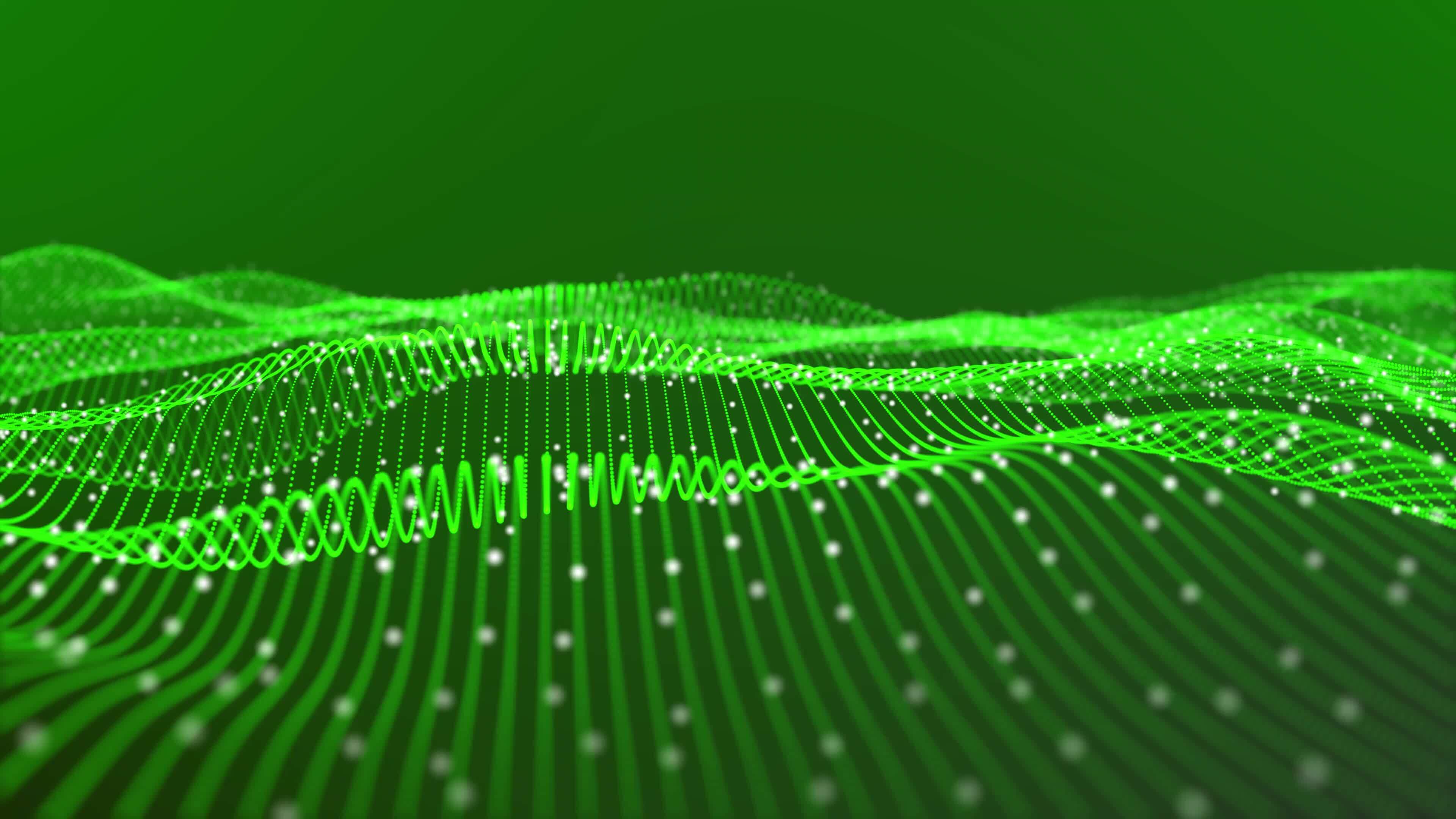 digital dynamic particle waves with light motion lights background, data flow, cyber technology ...