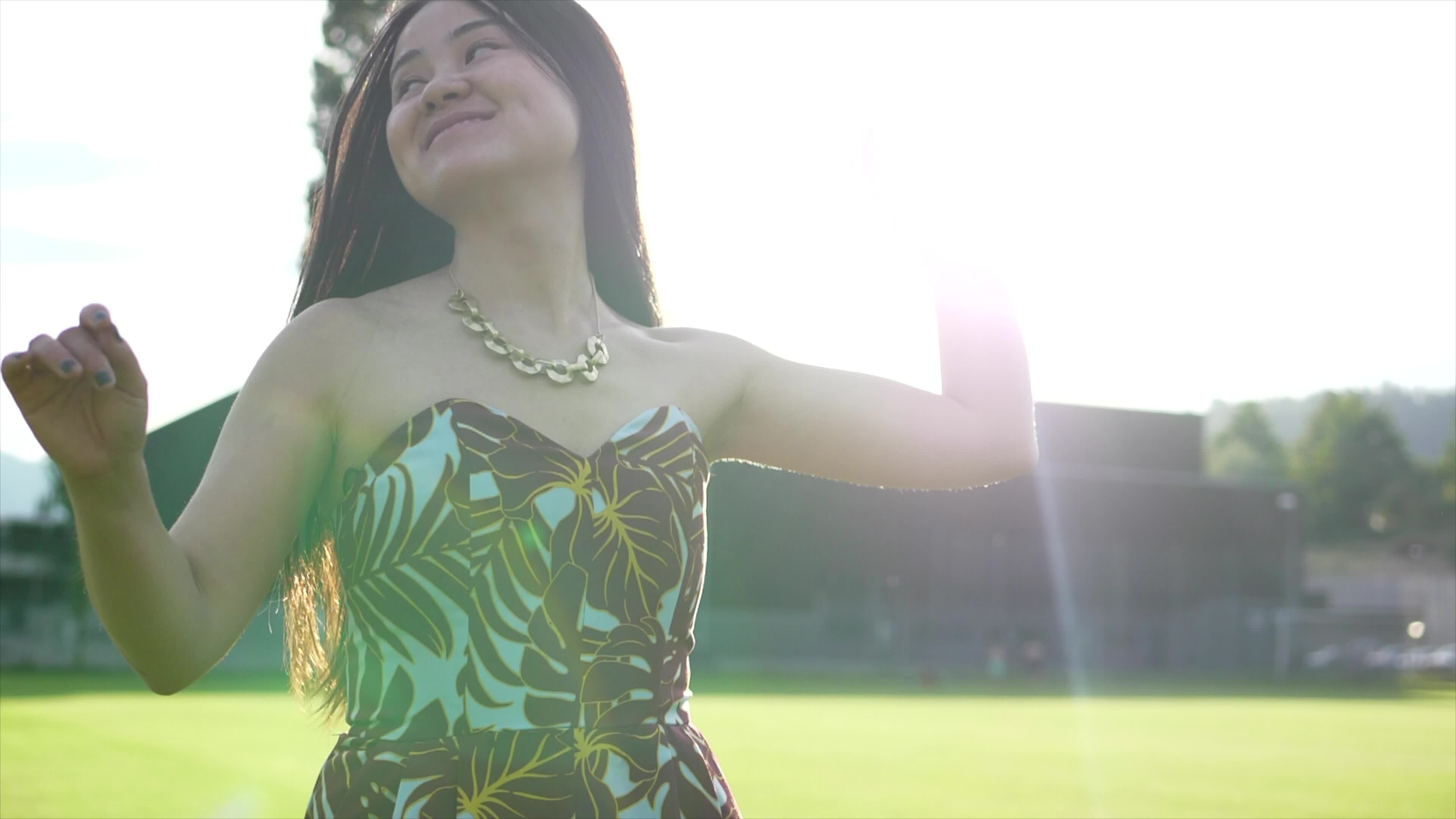 Happiness Lifestyle Portrait of Young Asian Woman Outdoors in Summer ...