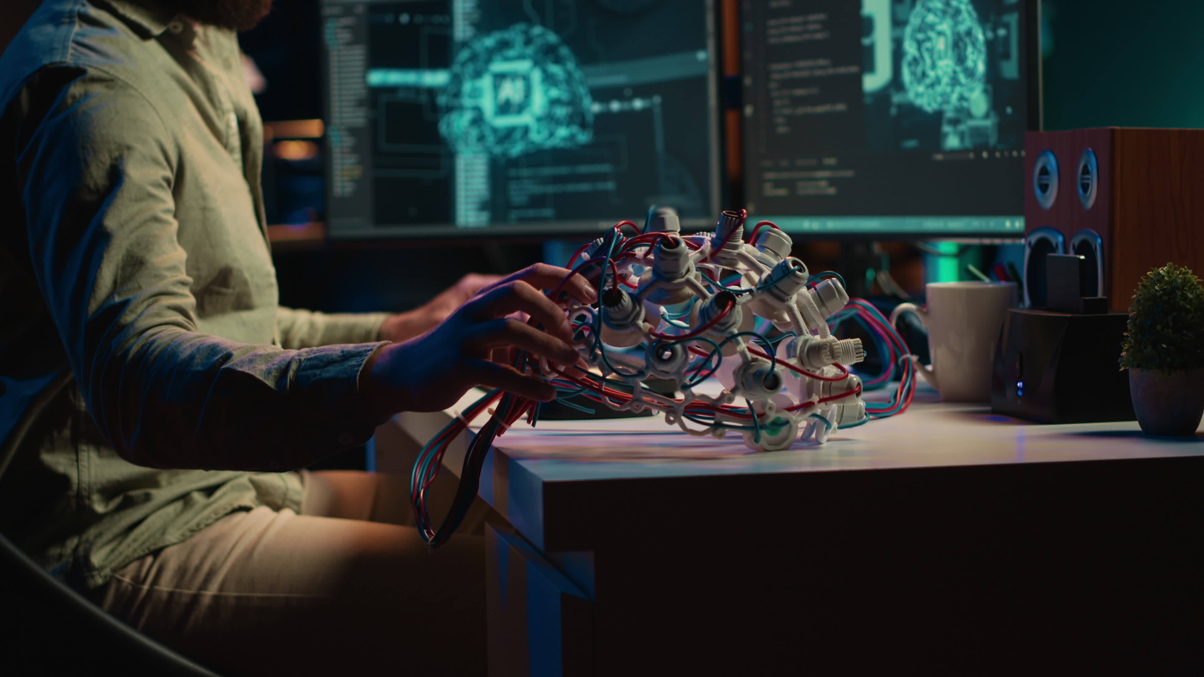 Man puts EEG headset on to transfer mind into computer virtual world ...