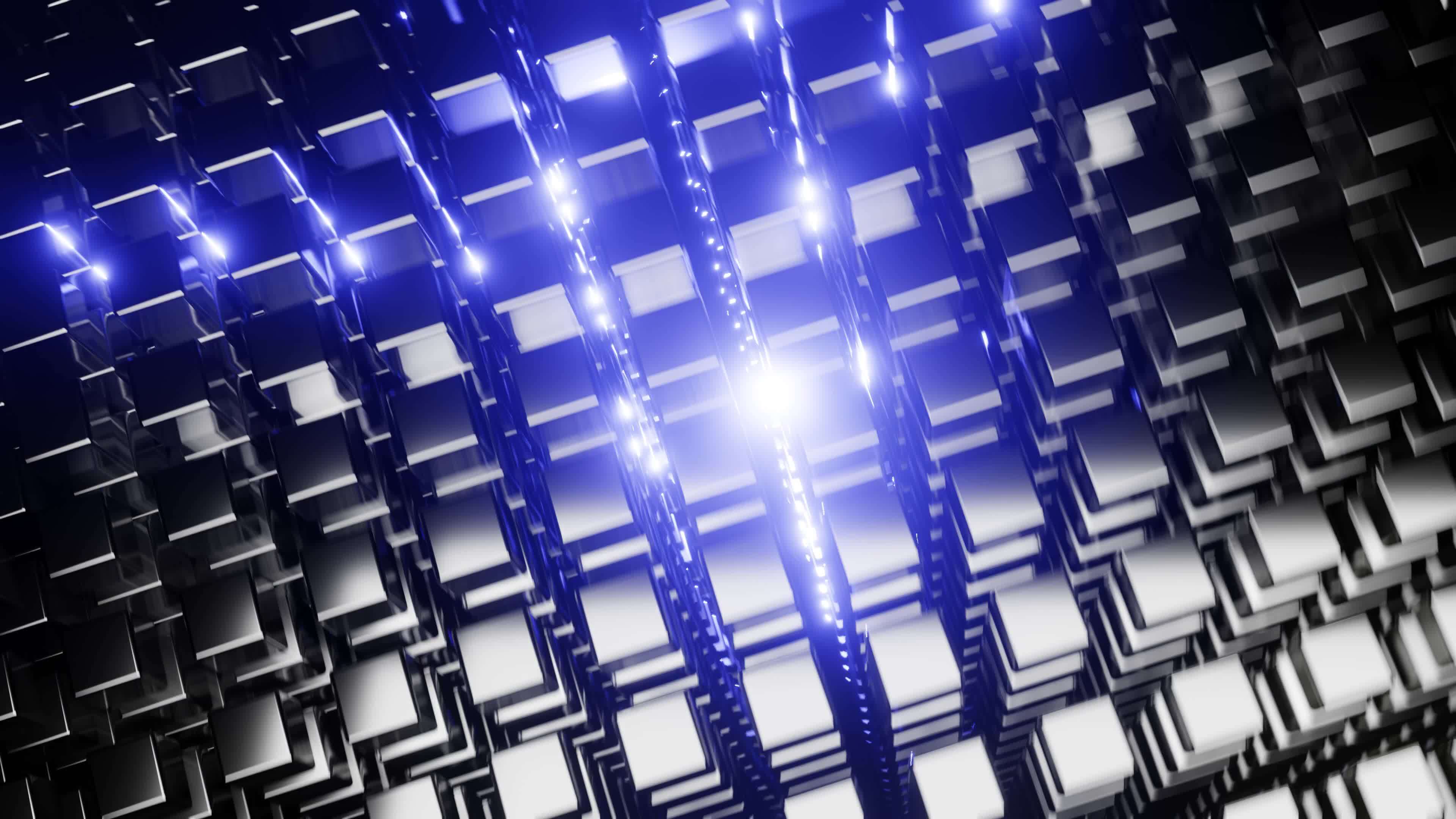 Silver And Blue Abstract Cube Volume Background Vj Loop With Rotation