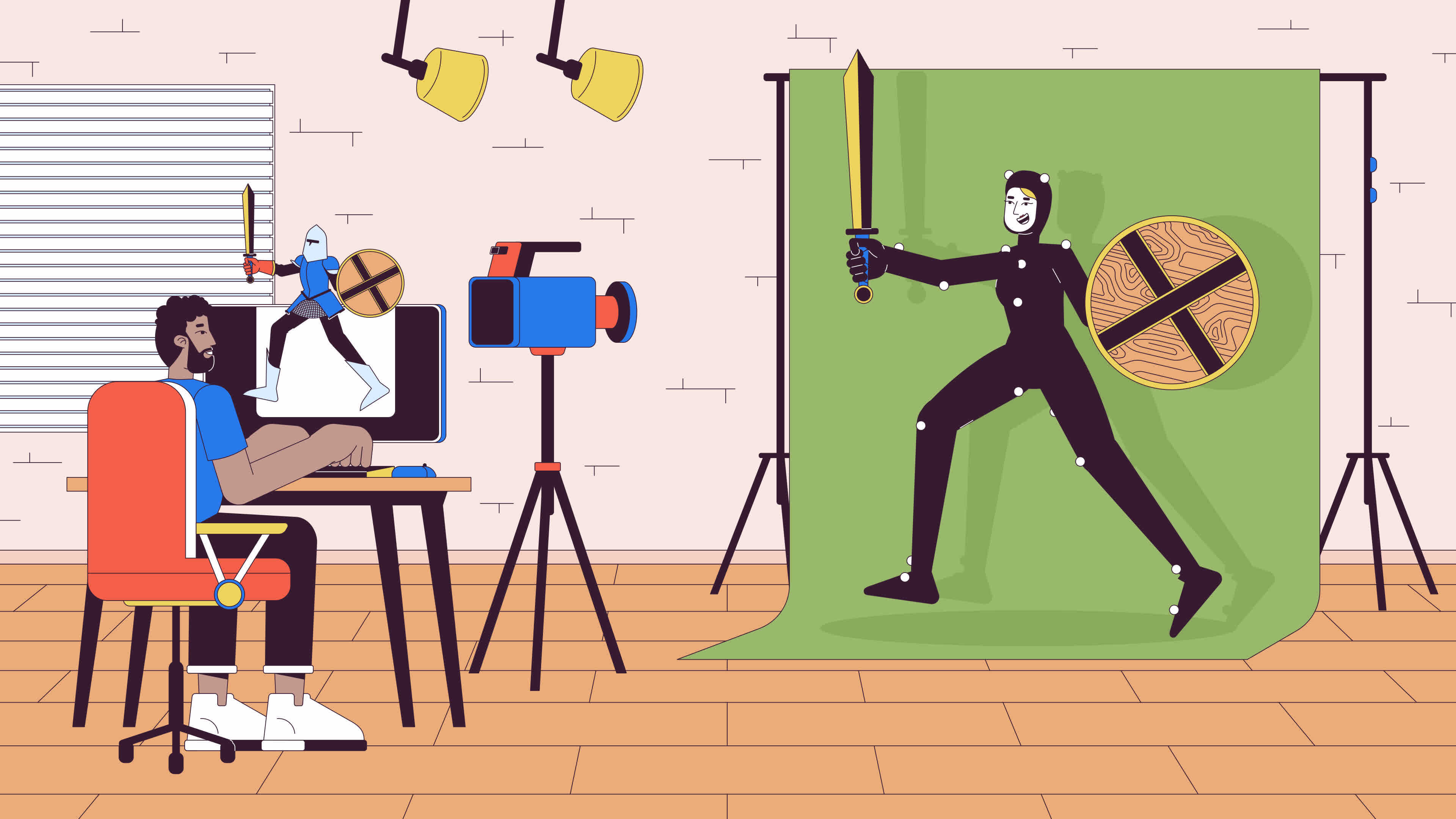 Mo cap actress posing for game developer line cartoon animation. Motion ...