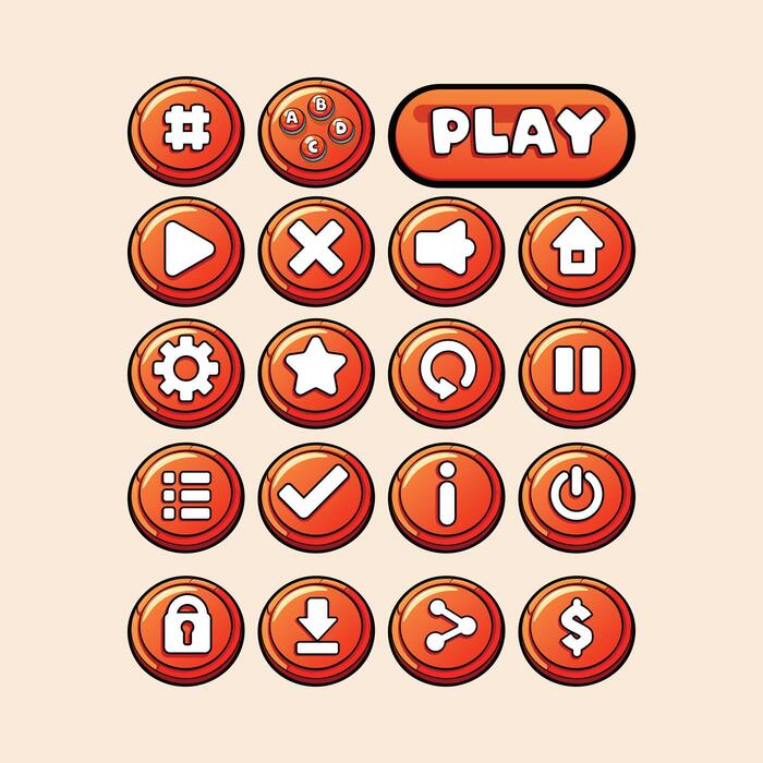 Pixel Game Buttons Vector Art, Icons, and Graphics for Free Download
