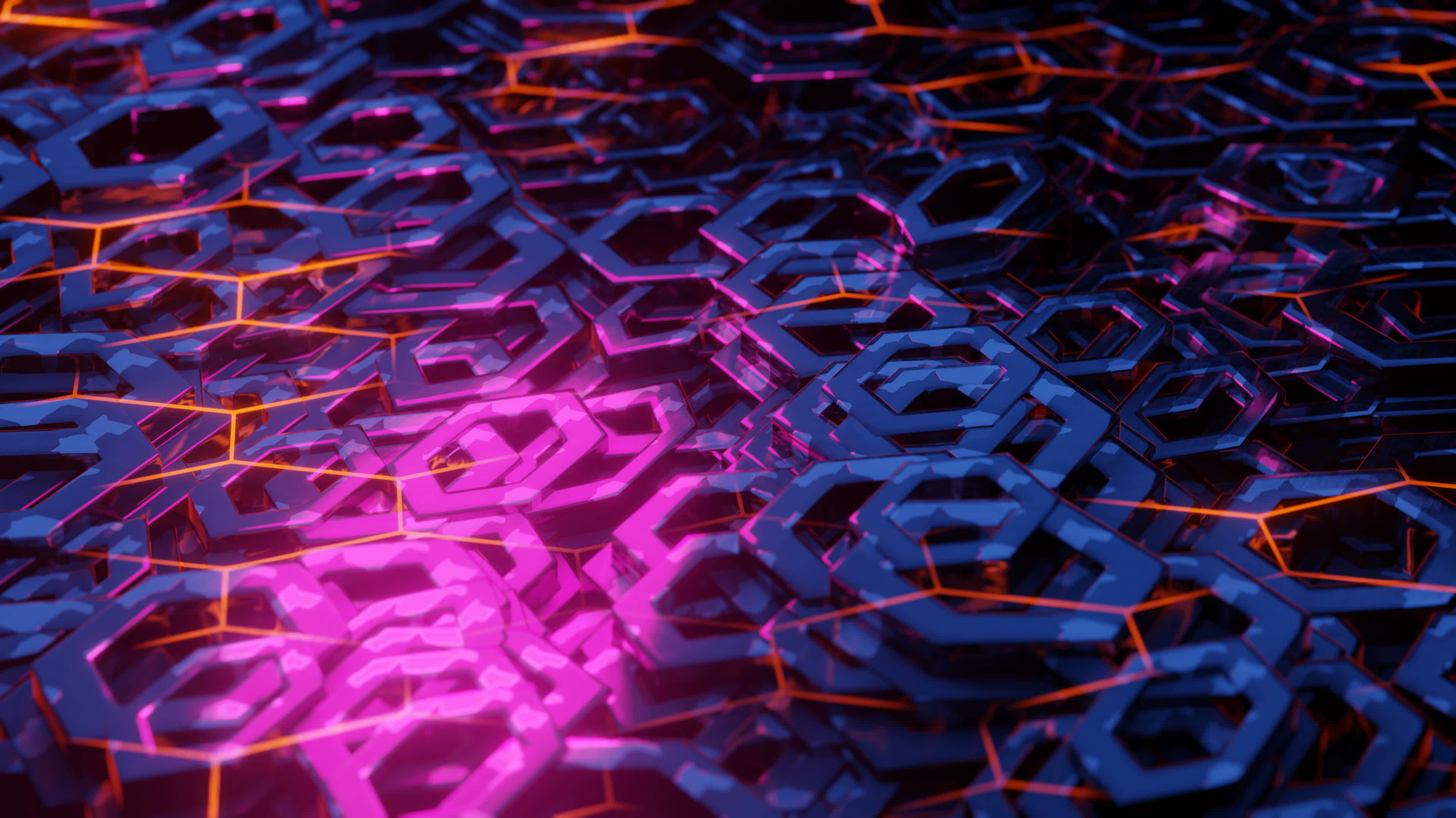 Wave motion of hexagonal shape. Futuristic glow sci-fi VJ Loop. Abstract background, 3d render ...