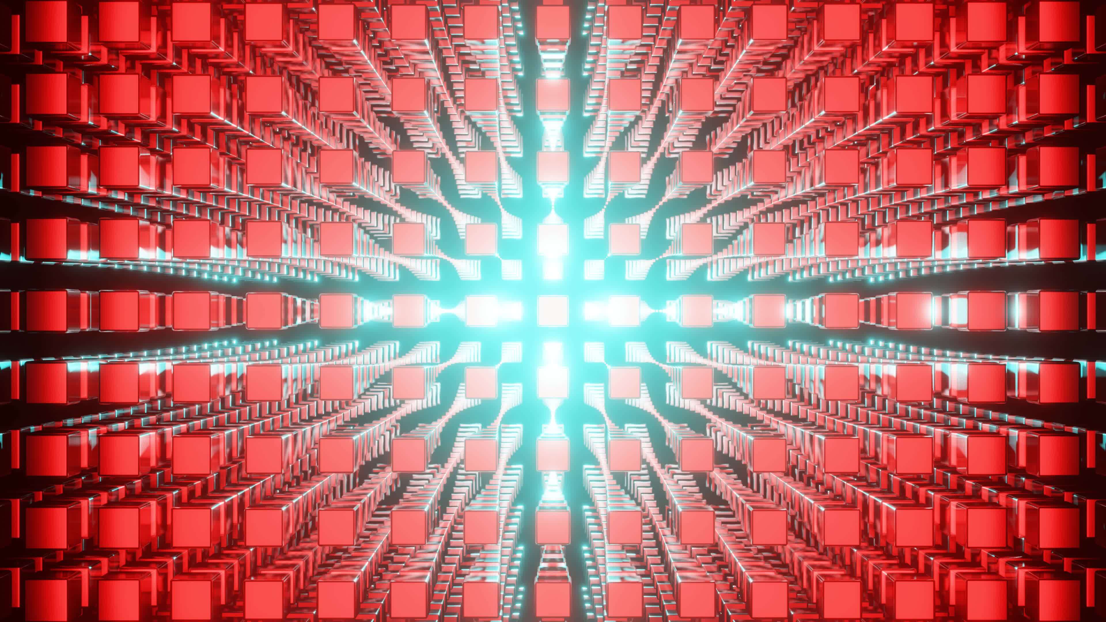Red And Cyan Abstract Cube Volume Background Vj Loop 41417813 Stock
