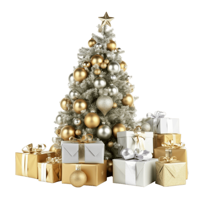 White Gold Christmas Tree PNGs for Free Download