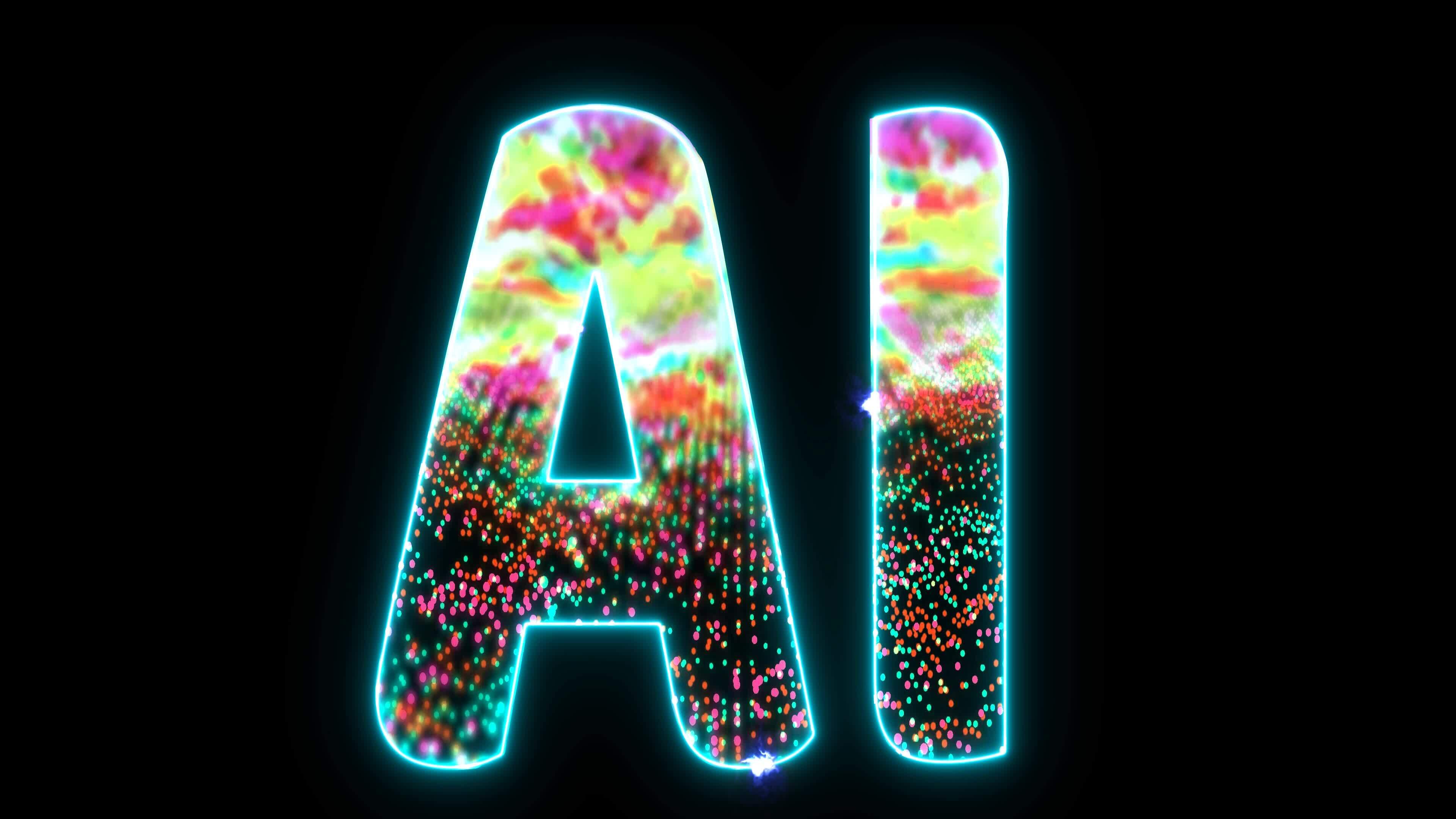 Ai Abstract Colorful Visualization Waveform Technology Digital Thiusand Element Dot On The Black