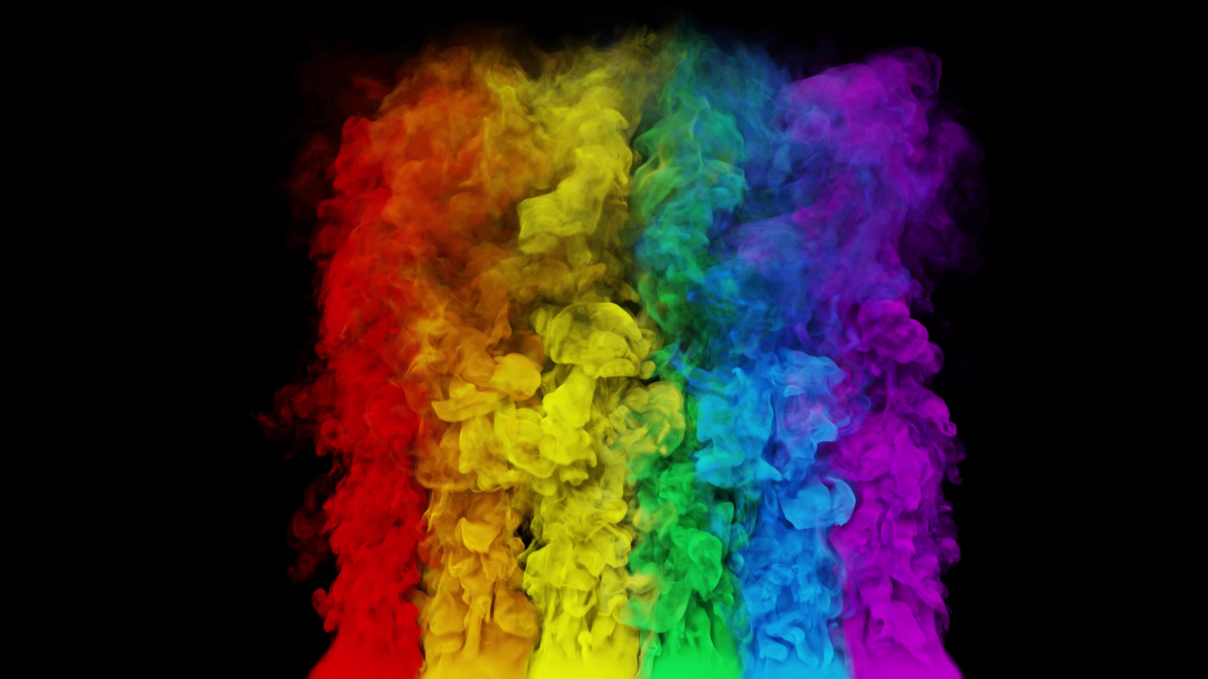 Rainbow Colored Smoke Rising Up 4k Isolated On Black Background With Alpha Mask Pass 41479152