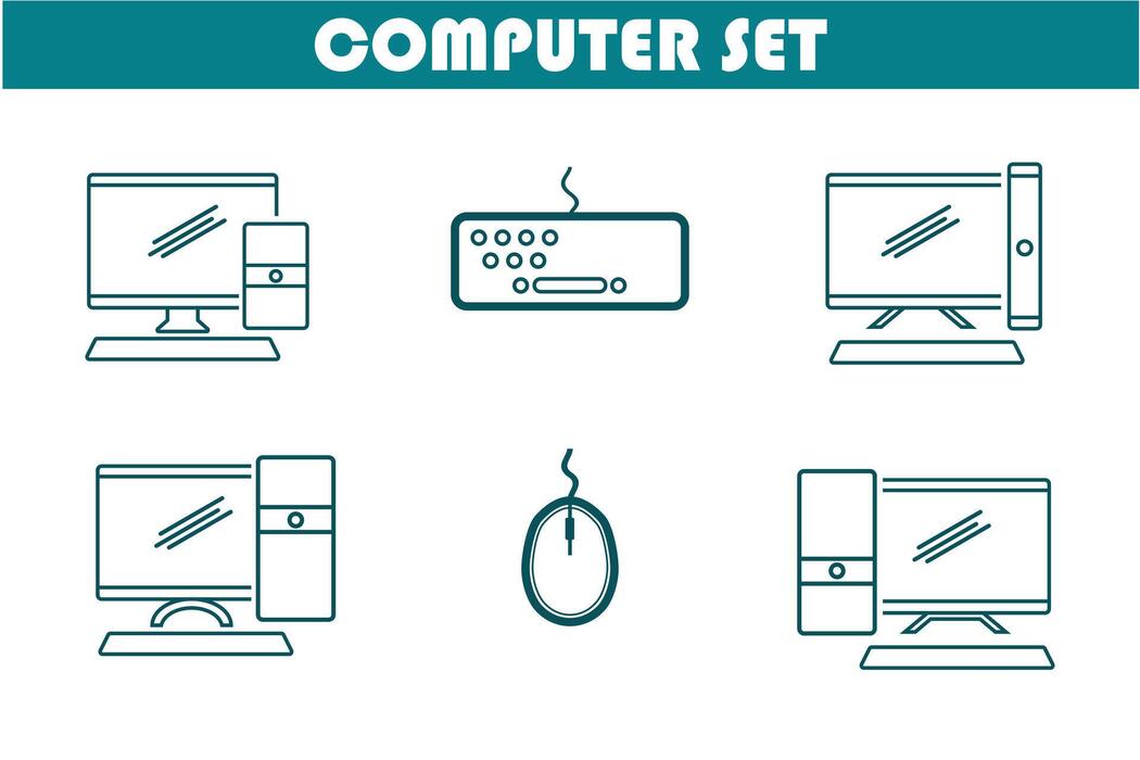 Computer Set Vector Art, Icons, and Graphics for Free Download