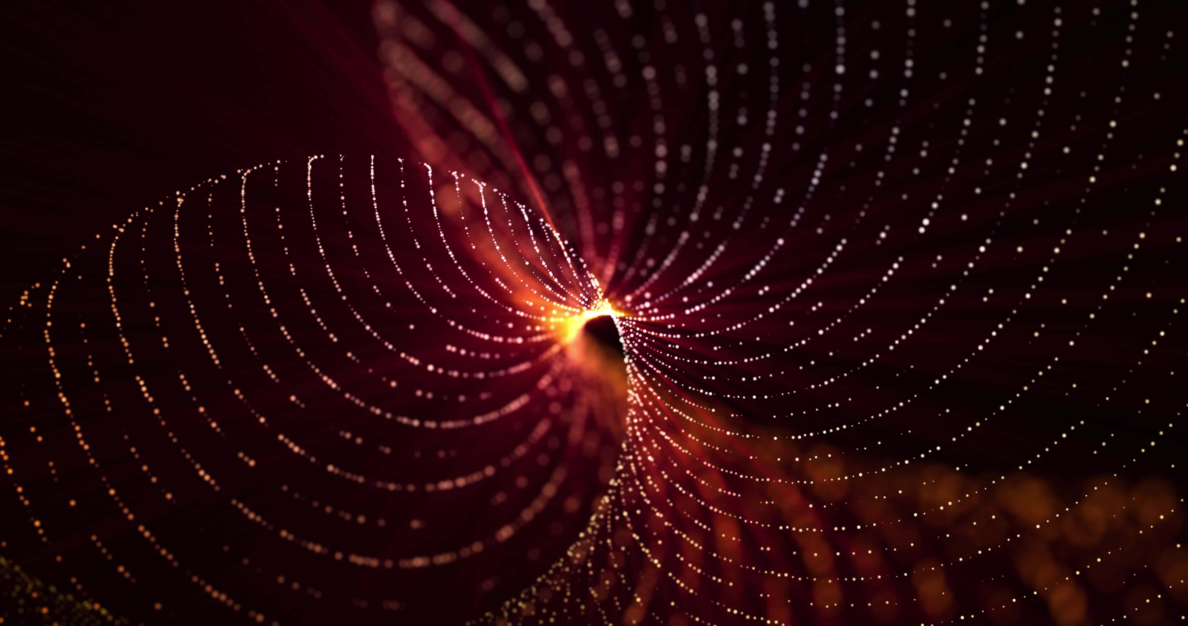 Abstract Rotating Surface Made Of Particles High Tech Colored Spiral Rotating Twirl Background