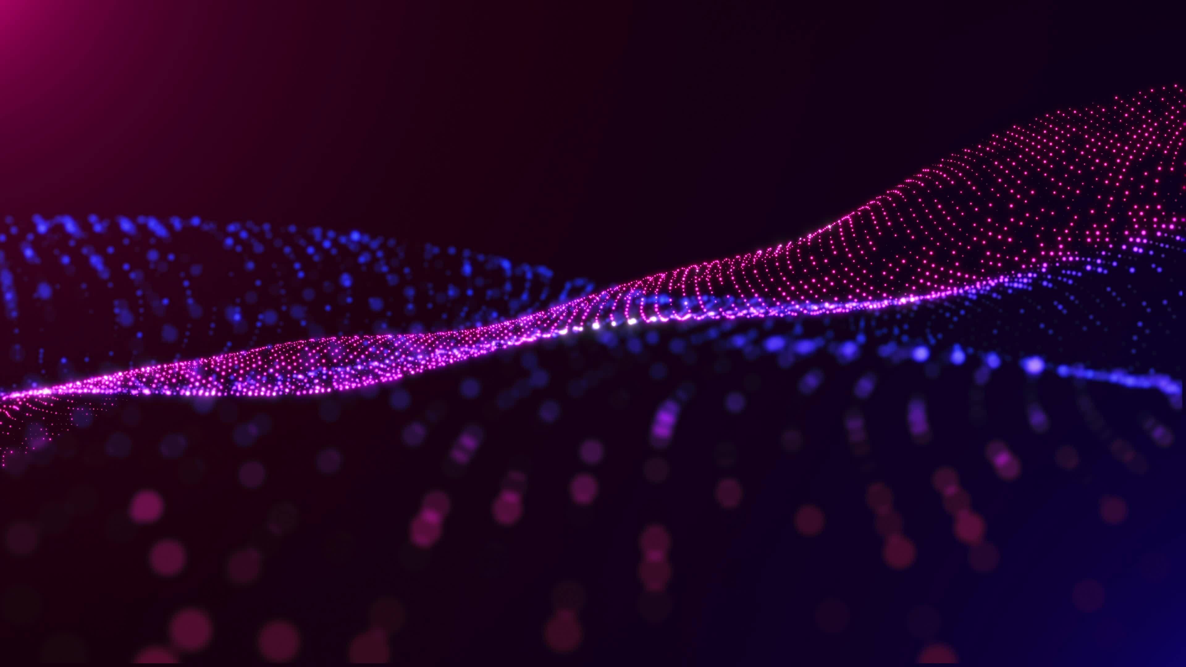 Abstract digital dynamic particle waves with light motion lights background, data flow, cyber ...