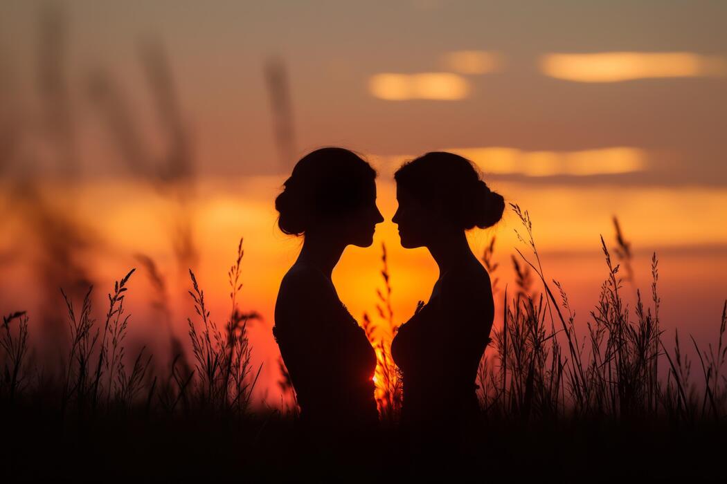 Two Best Friends Holding Hands In The Sunset