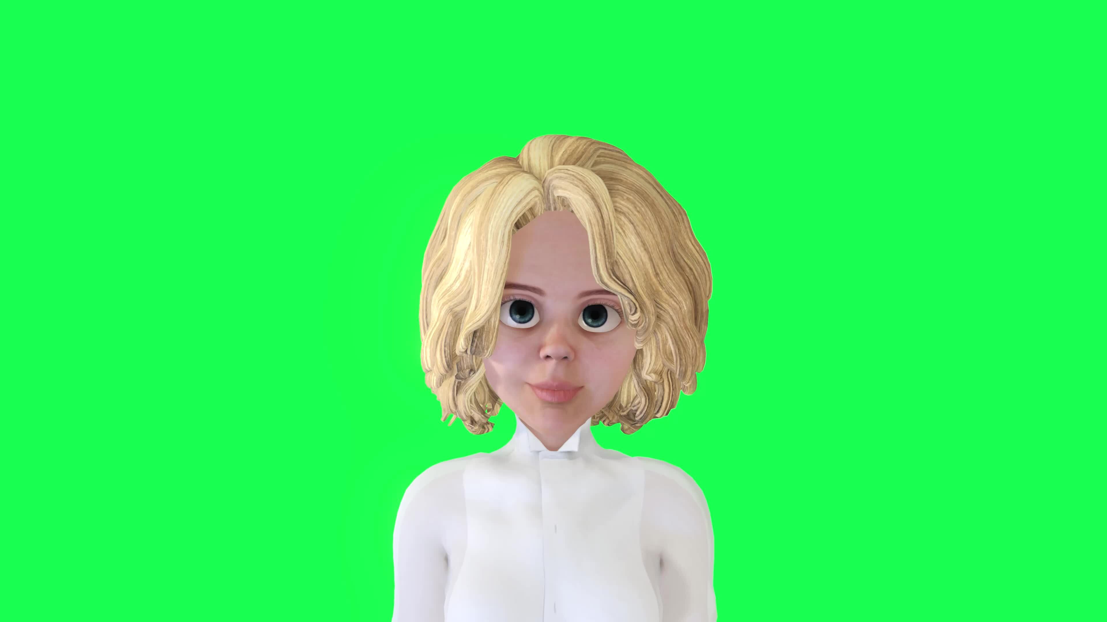 3d Blonde Girl In White Dress Acting Face Front Angle Chroma Key Green 41936480 Stock Video At