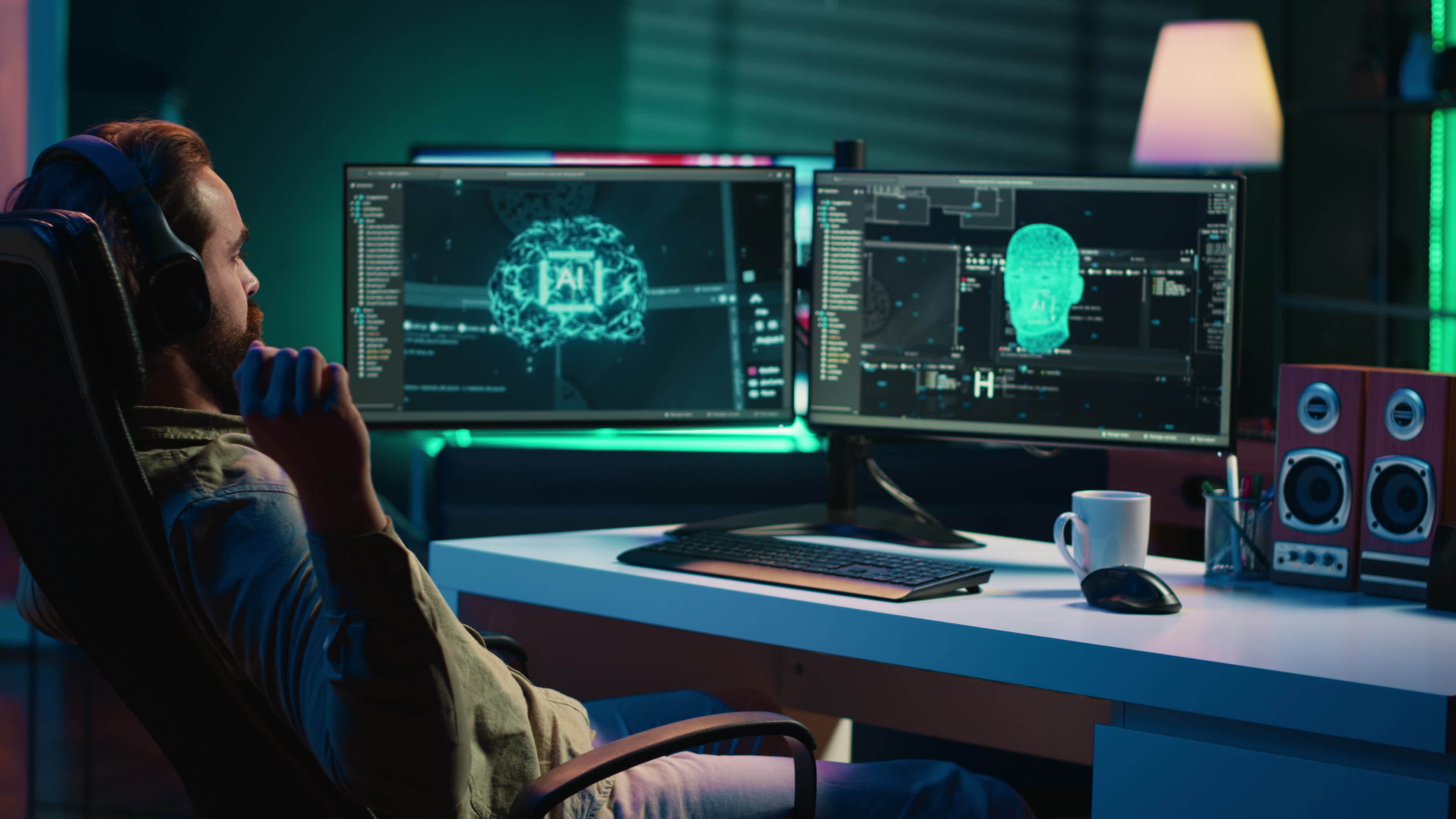 Sentient artificial intelligence with own autonomy talking with creator, asking existential ...