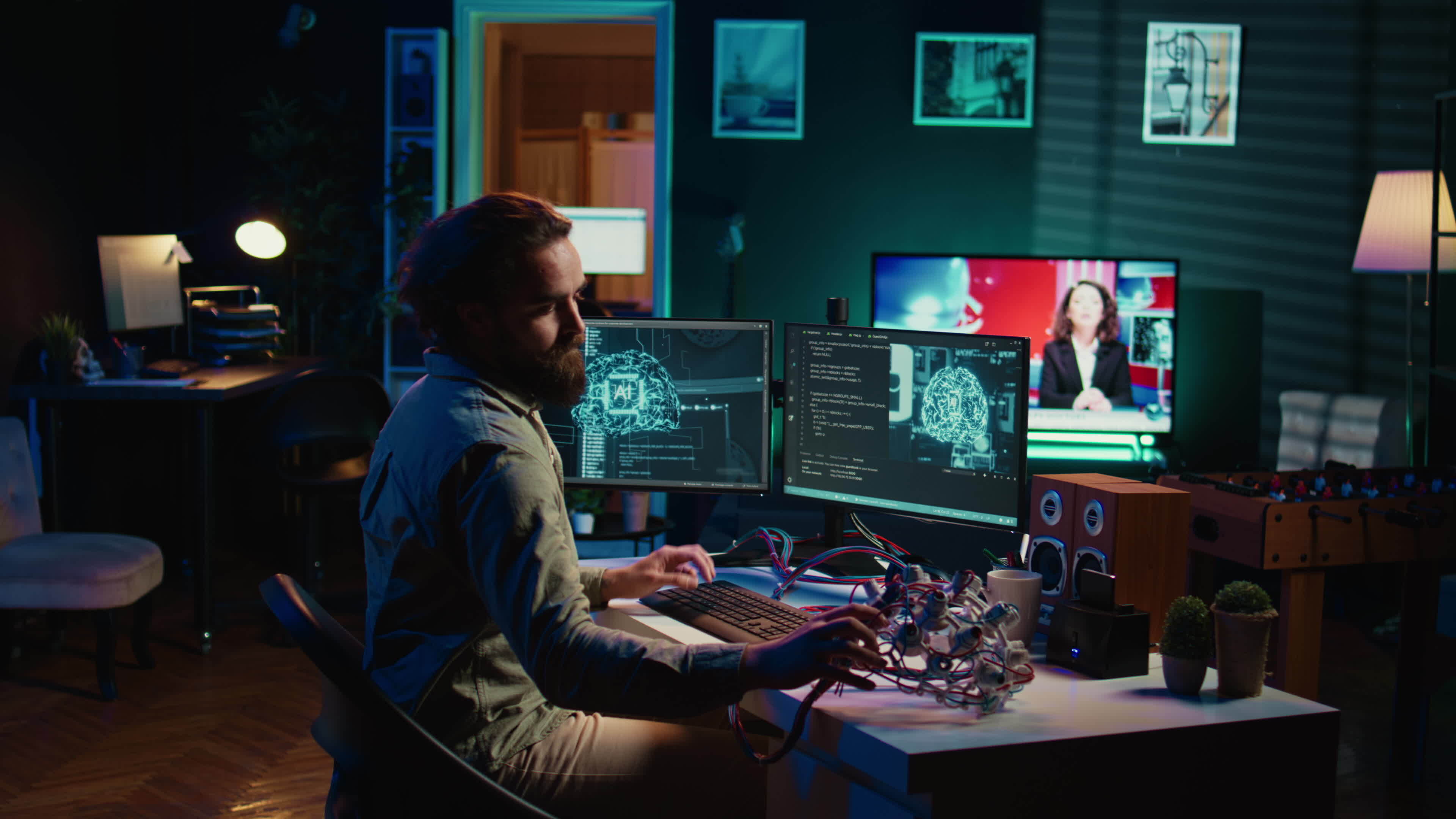 Man puts EEG headset on to transfer mind into computer virtual world ...