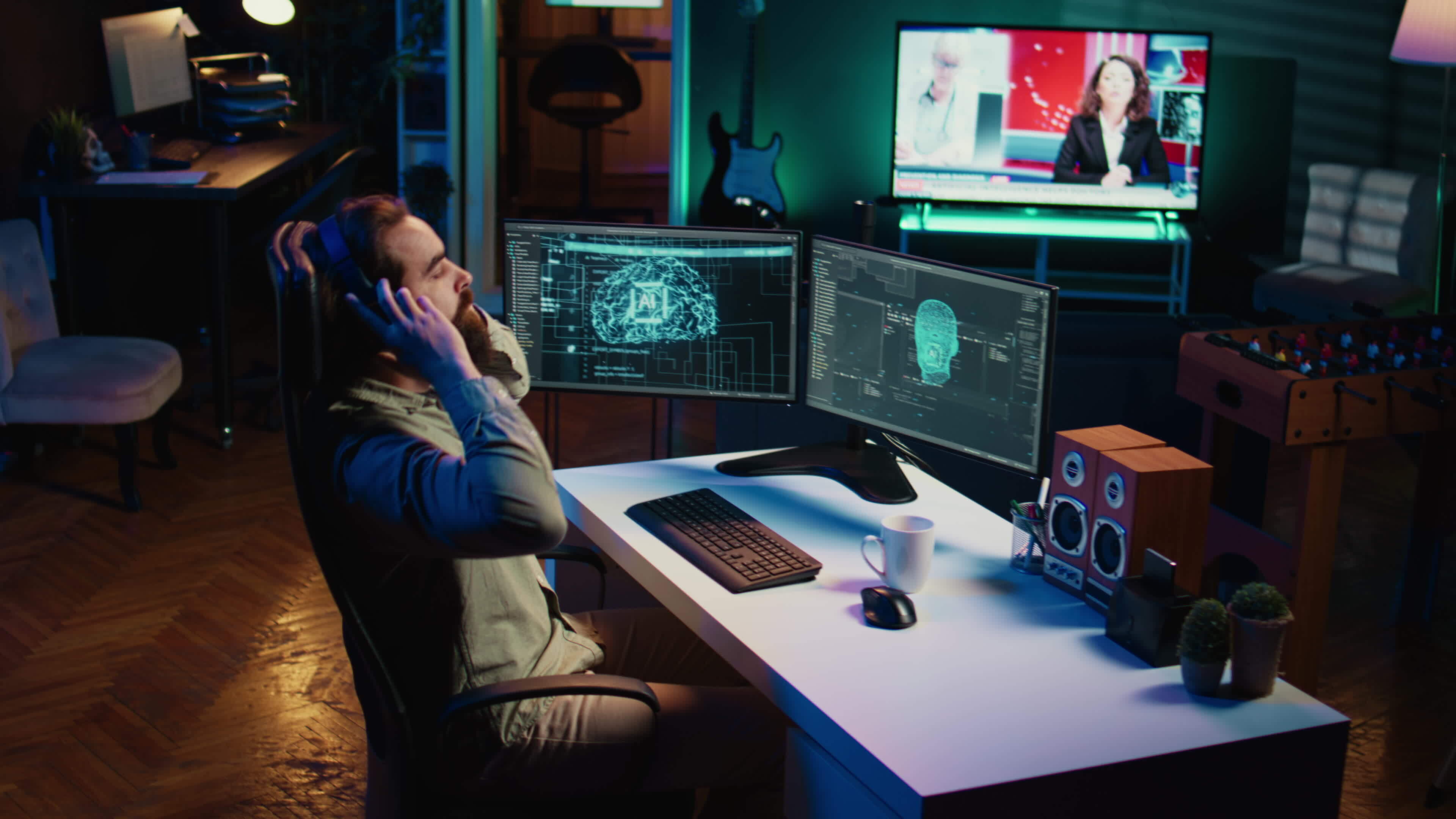 Sentient artificial intelligence with own autonomy talking with creator, asking existential ...