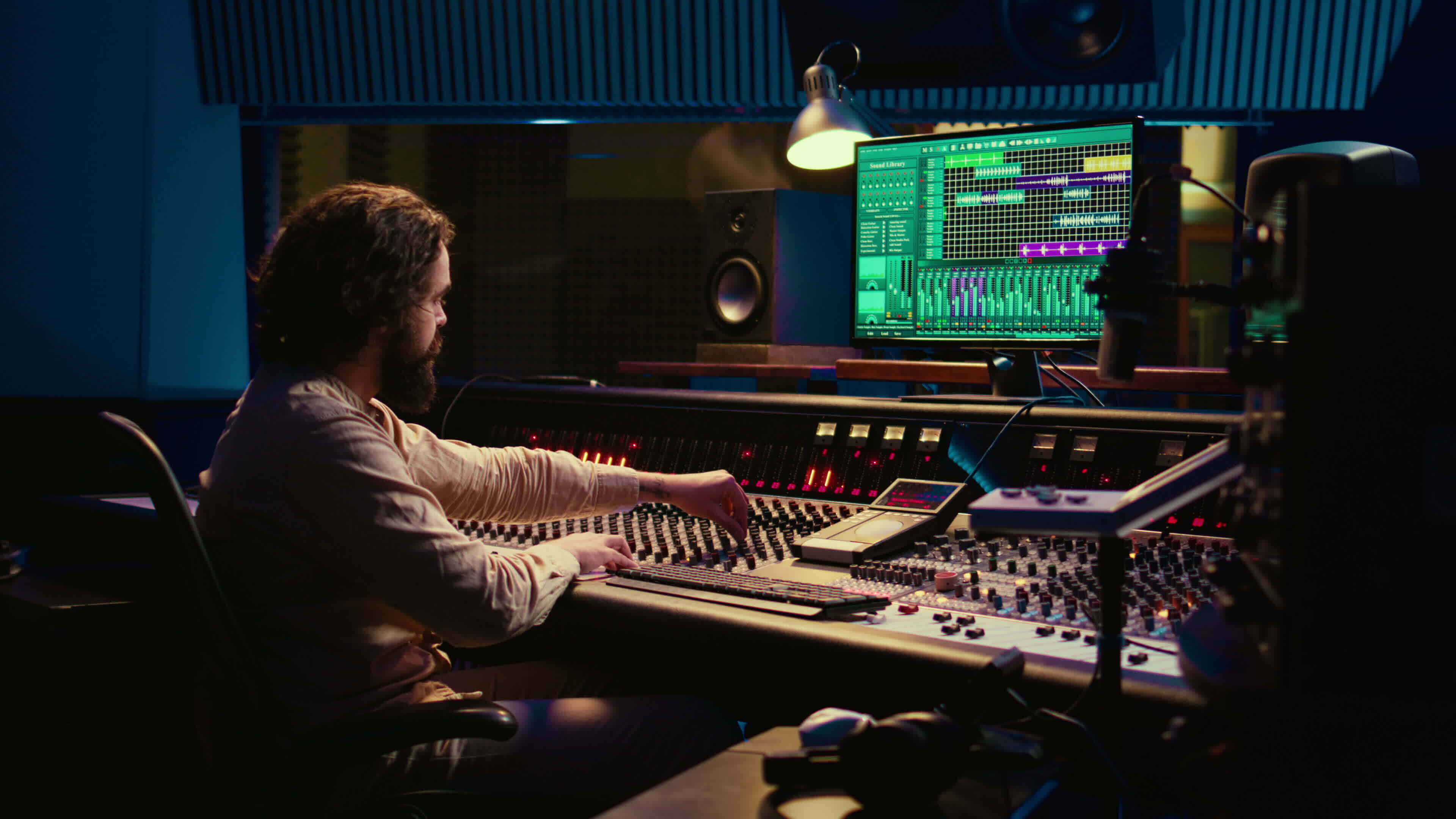 Sound Engineer Mixing And Mastering Tracks In Professional Recording