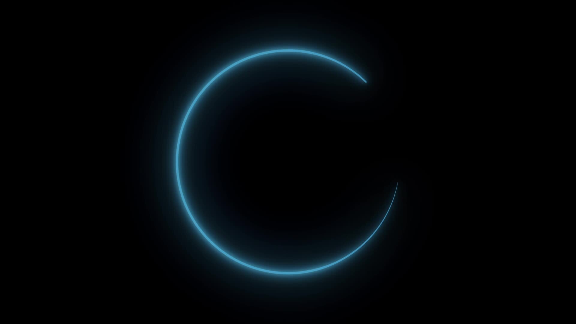 Neon rings. Abstract background with animation of rotation circles with light rays and glow ...