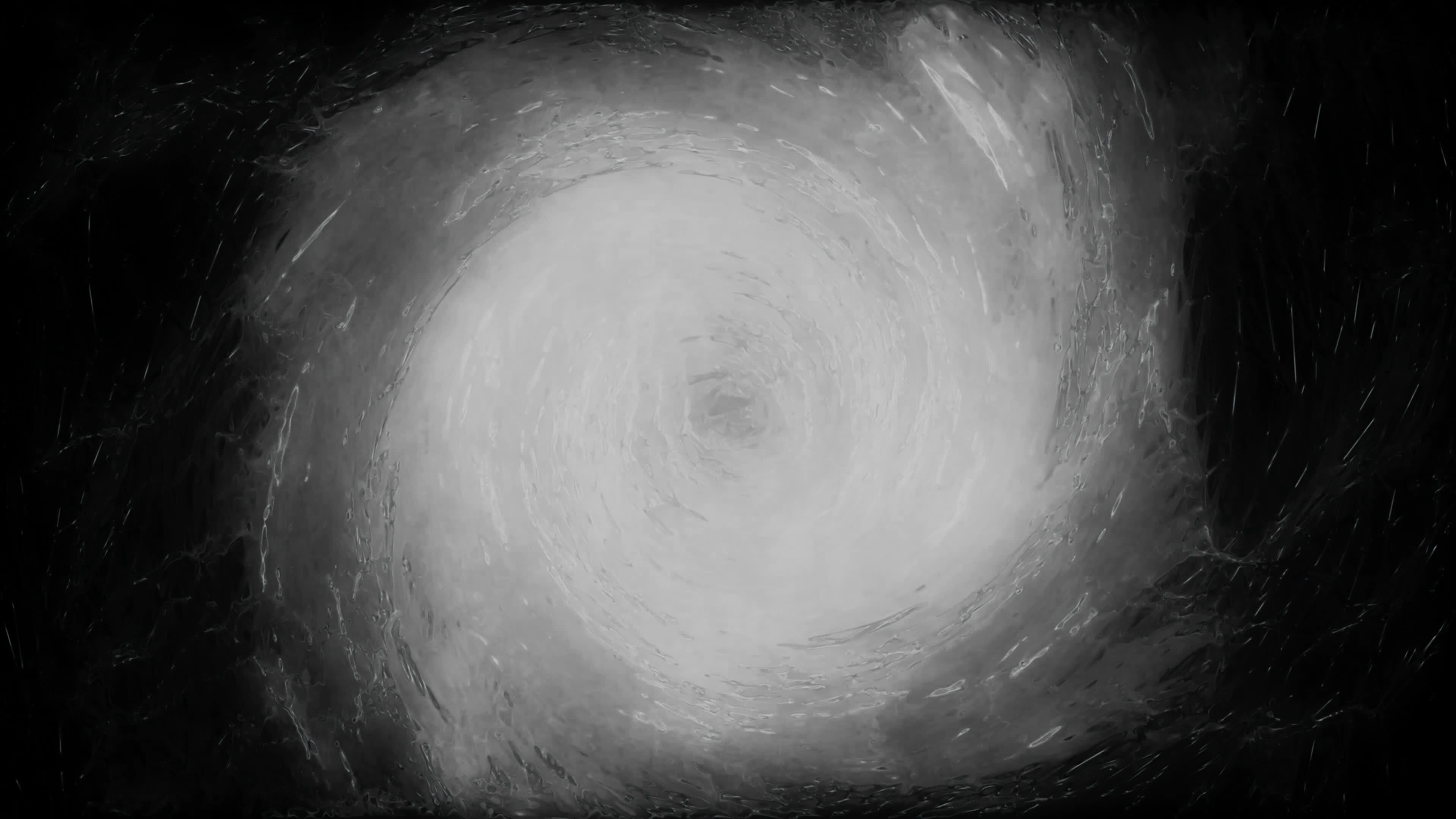 Abstract white water tornado, view from the top of the vortex on black ...