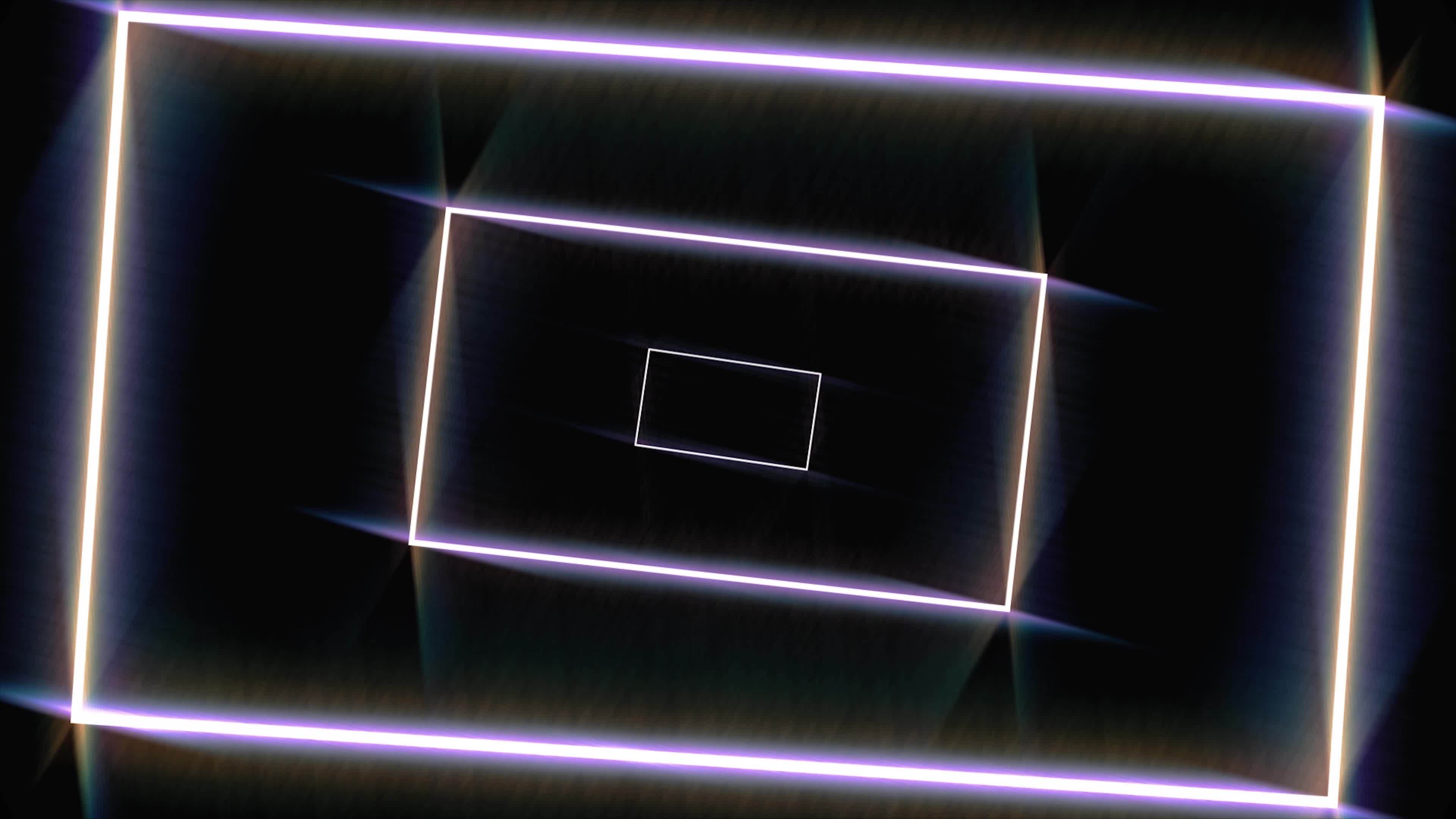 Abstract frame tunnel with lines and rectangles on black background ...