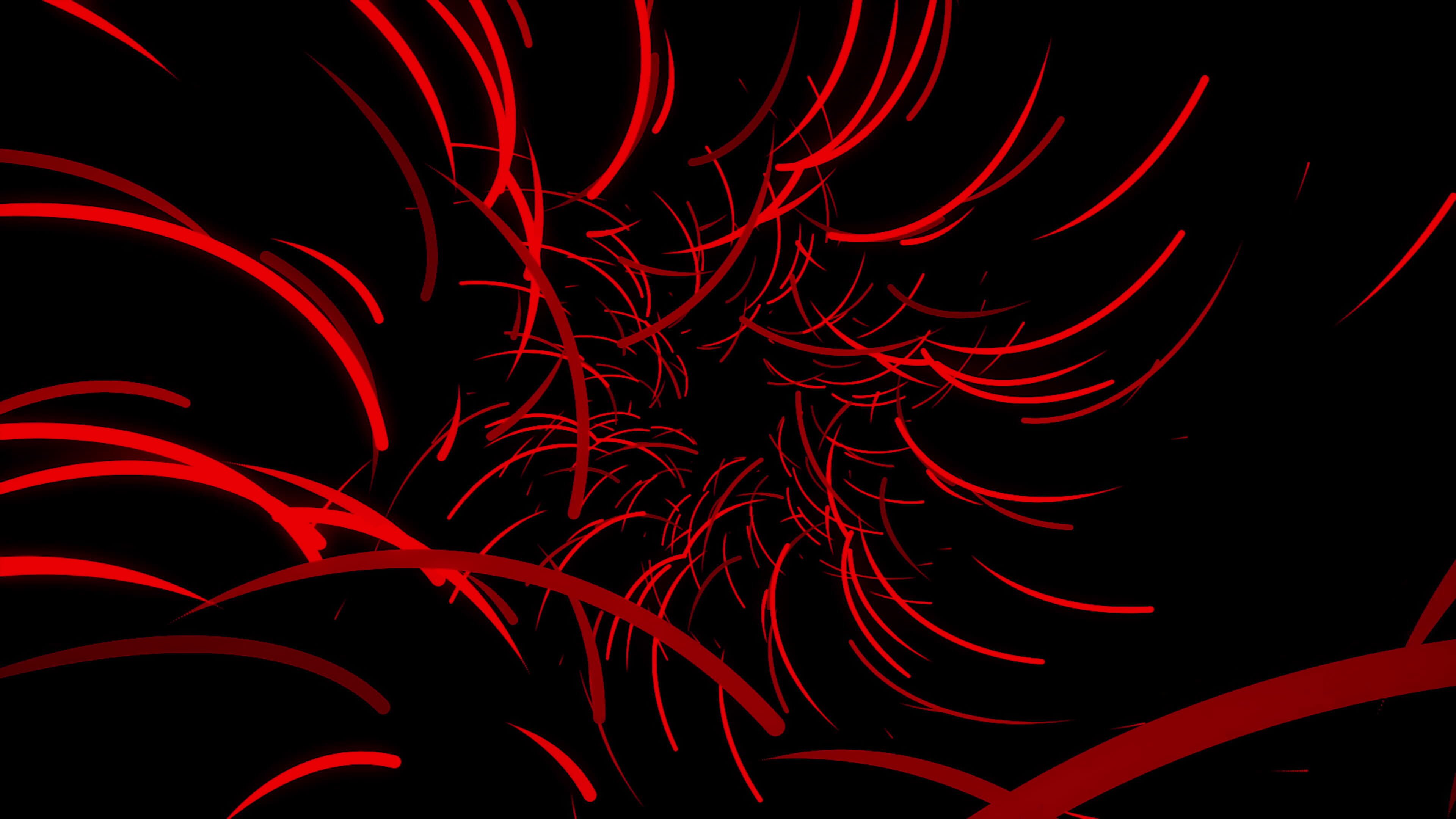 Abstract flight of colored lines on a black background that rotate and form a tunnel. Animation ...