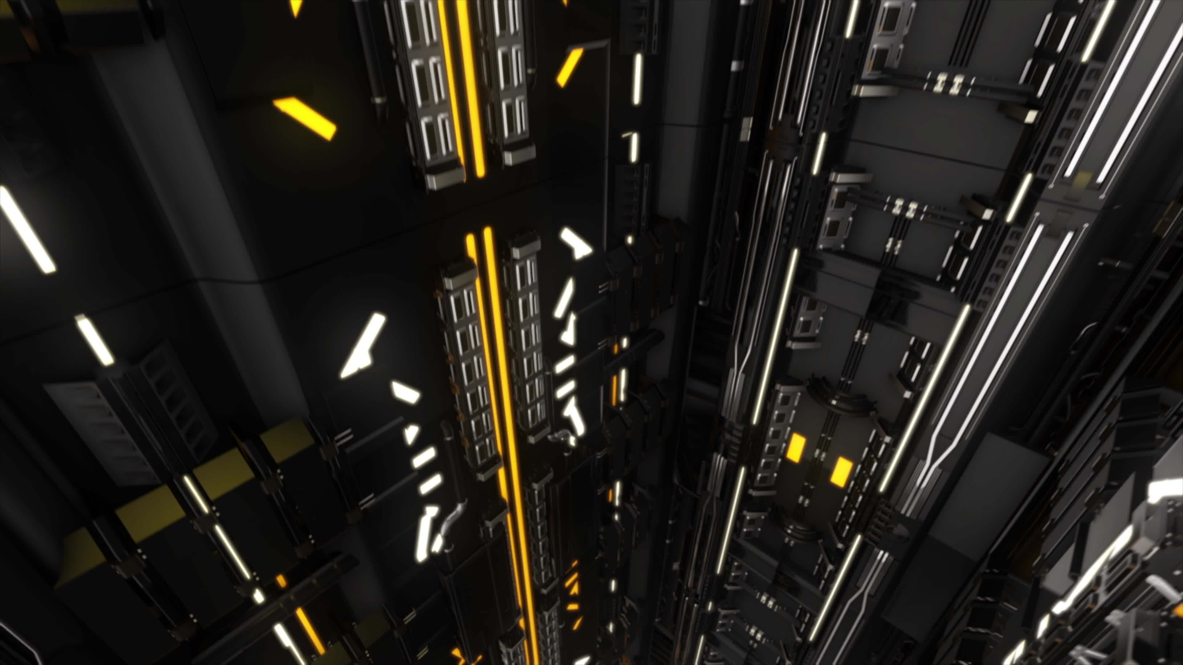 Abstract futuristic animation with technological tunnel, seamless loop. Animation. Flying ...