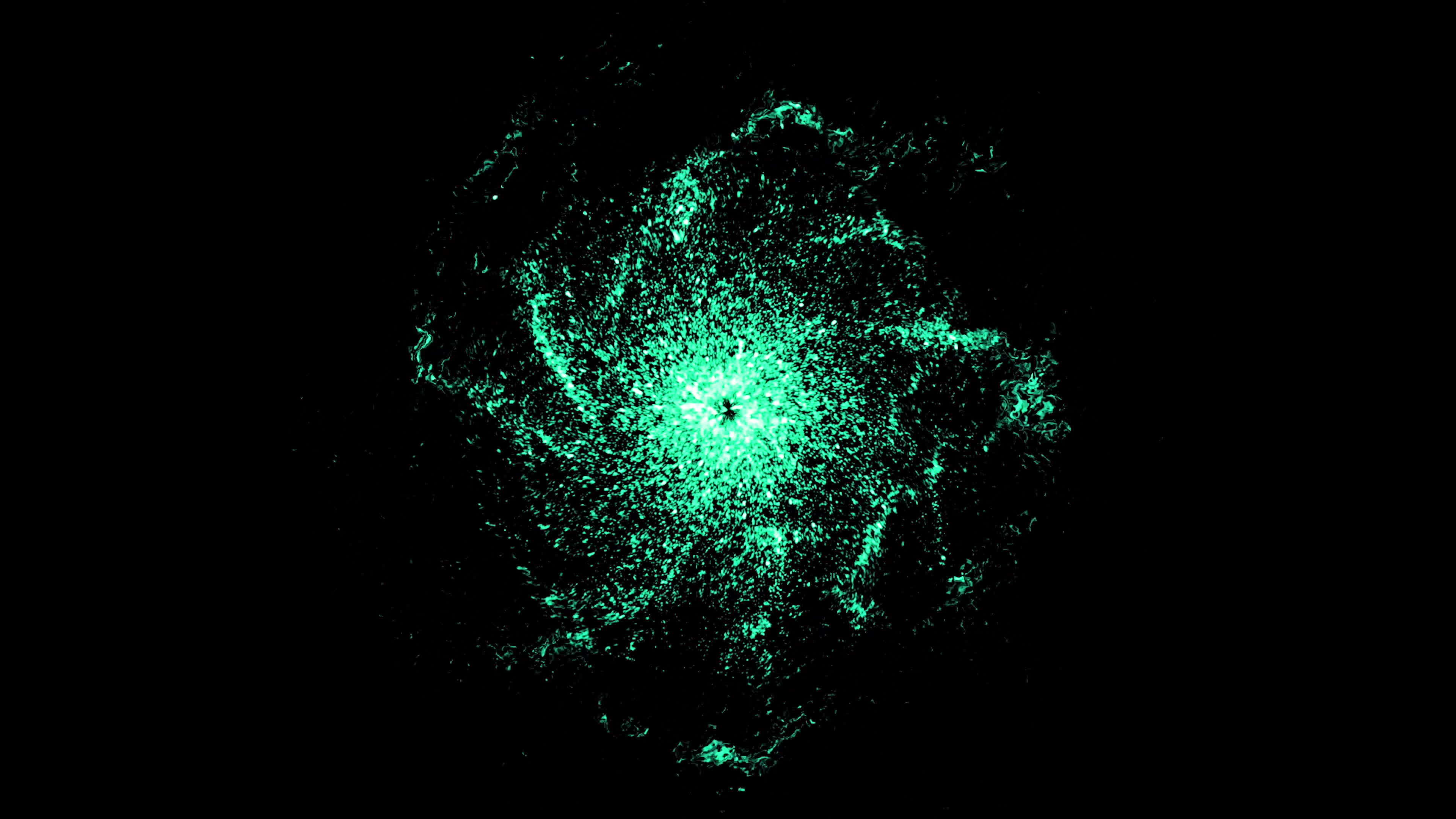 Abstract energy beam with fast moving particles. Animation. Hypnotic point with tense rapidly ...