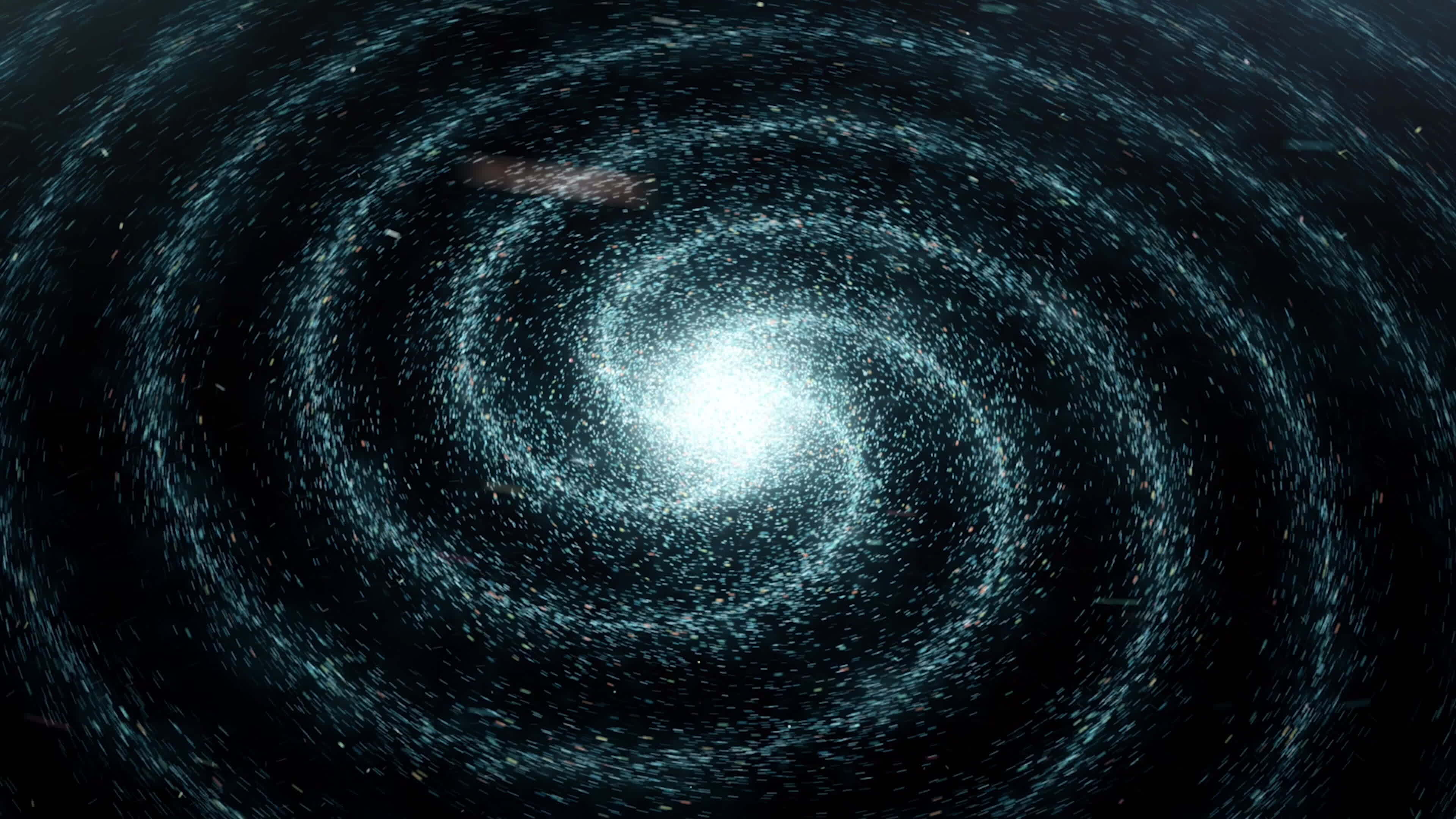 Galaxy in deep space of a spiral form rotating on black background ...