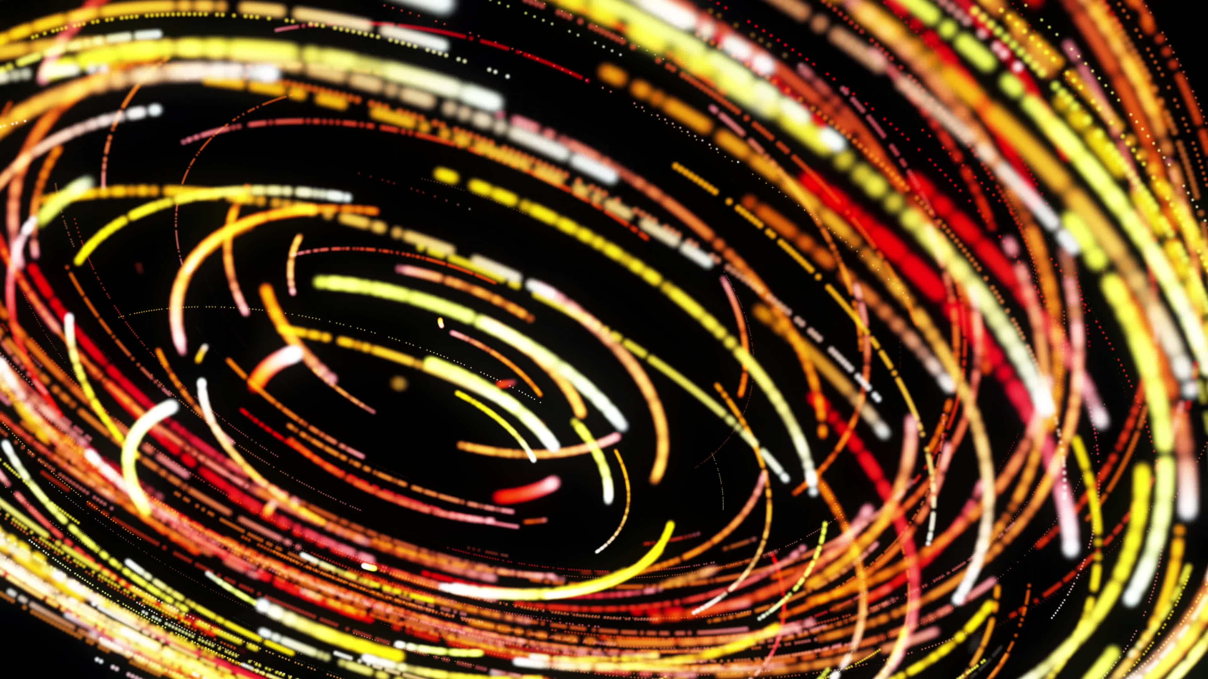Endless Spinning Spiral Of Narrow Colorful Lines Isolated On Black Background Animation