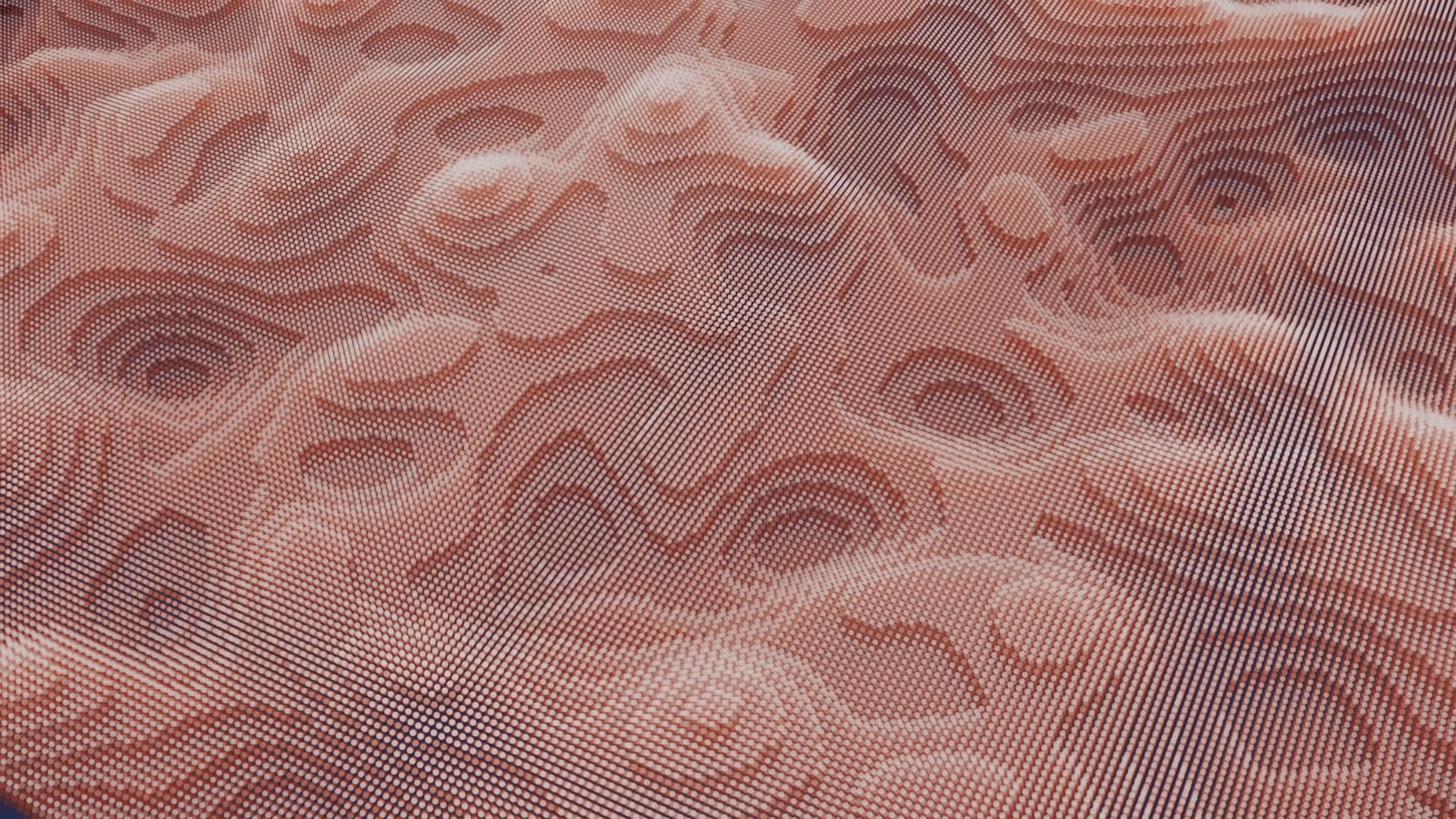 Abstract Light Pink Motion Of Waving Dots Texture With Glowing Defocused Particles Animation