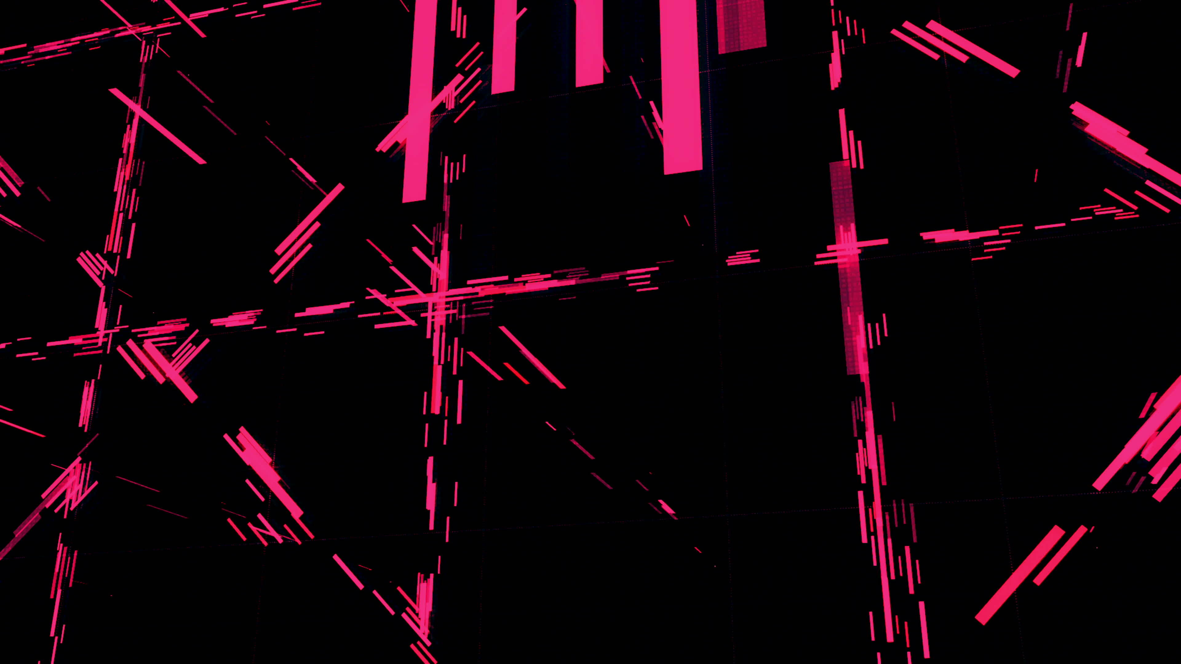 Abstract Moving Neon Pink Lines On Black Background Seamless Loop