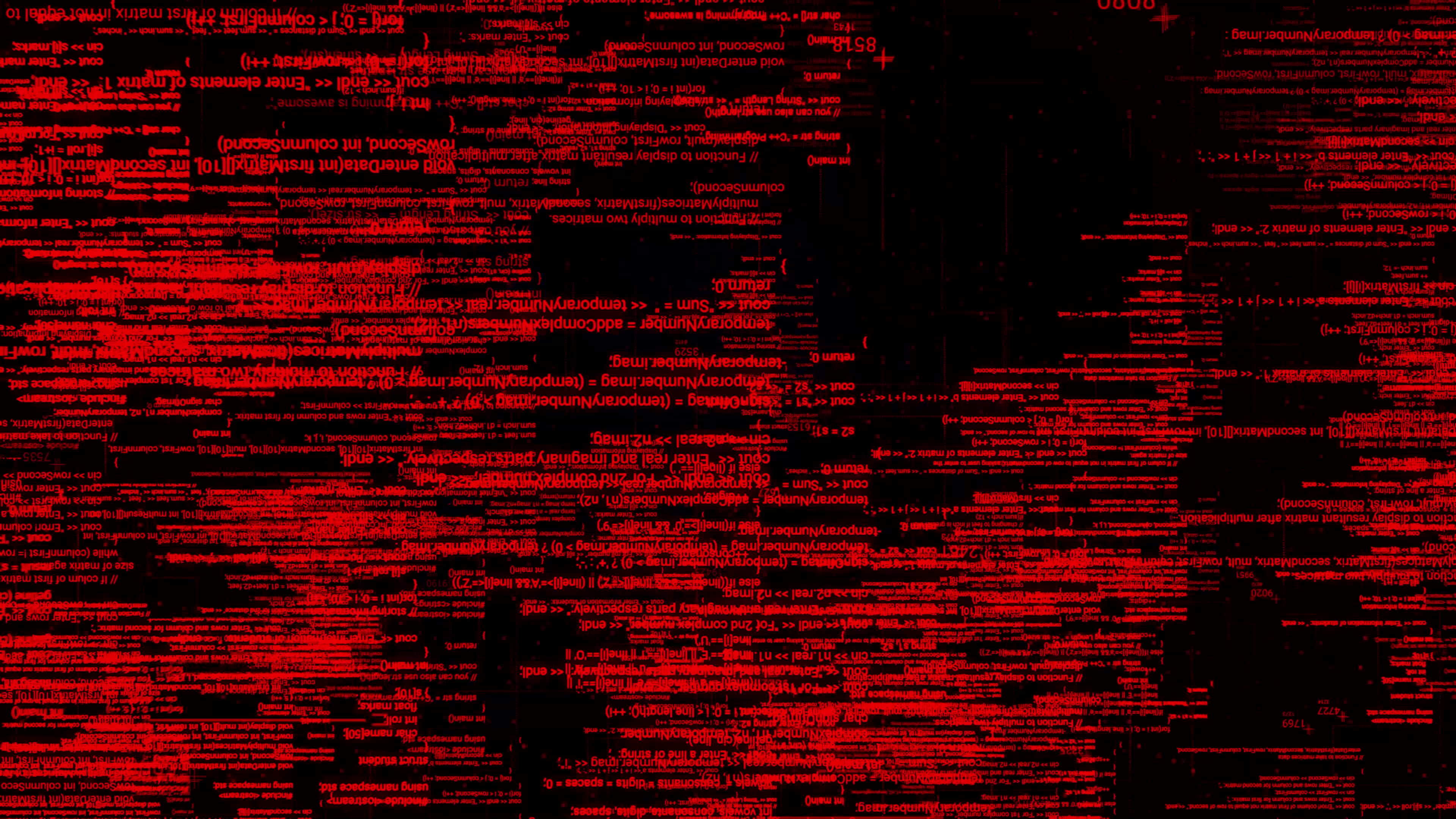 Abstract red horizontal lines of flowing data. Animation. Symbols changing fast and moving ...