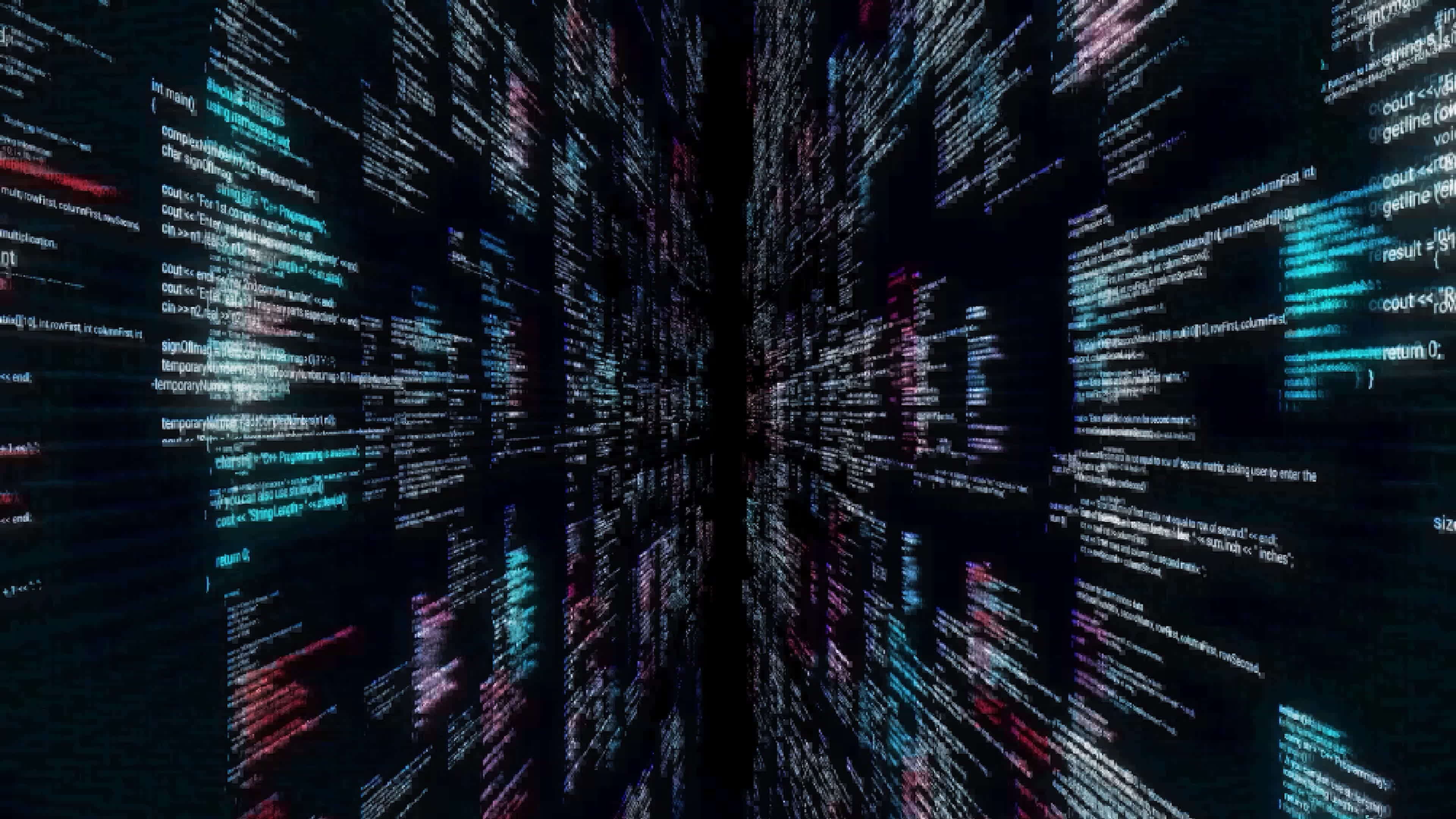 Abstract futuristic cyberspace, grunge glitch background. Animation. Concept of data center and ...