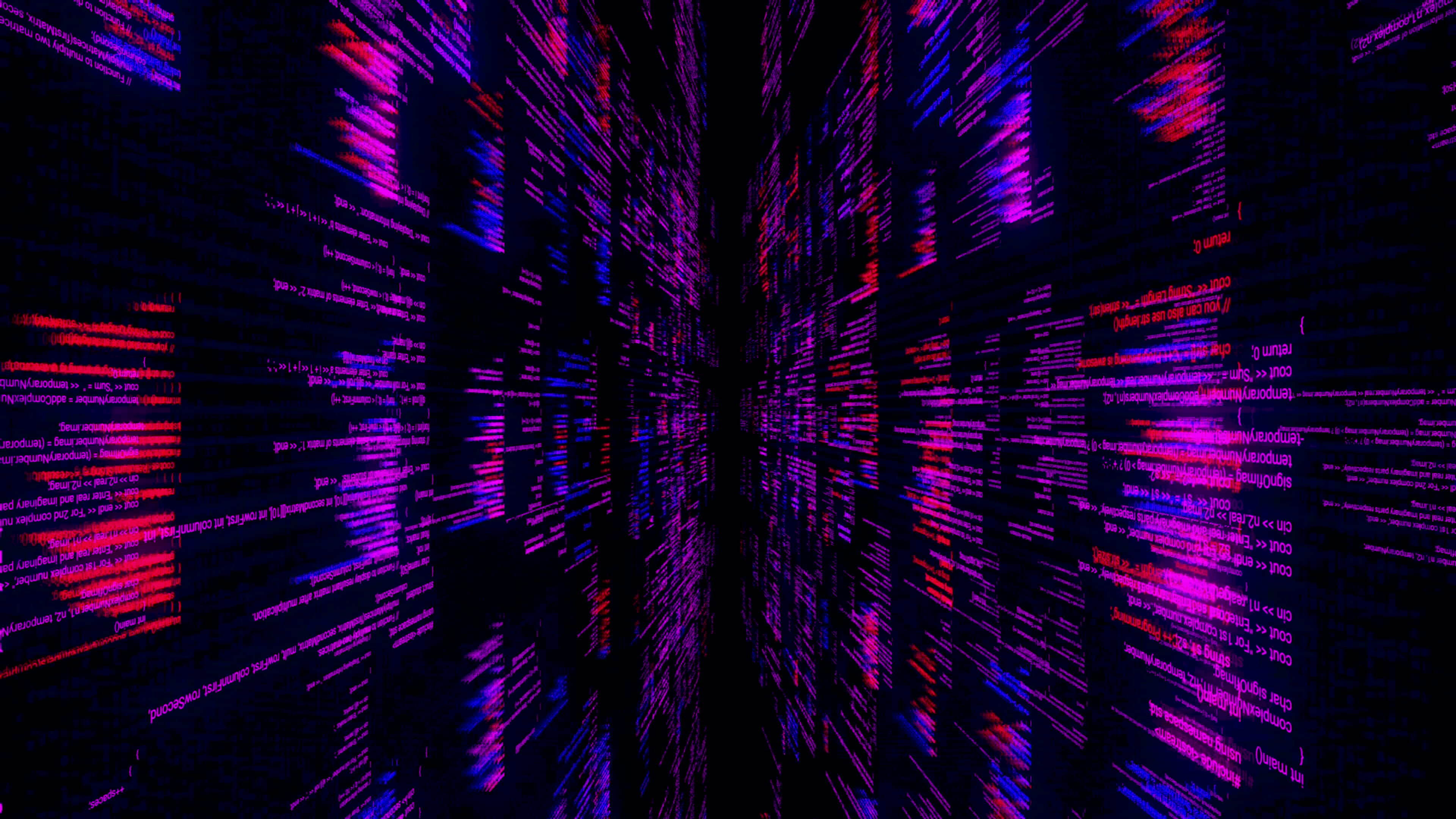 Programming Code Flowing On Black Background With 3d Effect Seamless Loop Animation Abstract