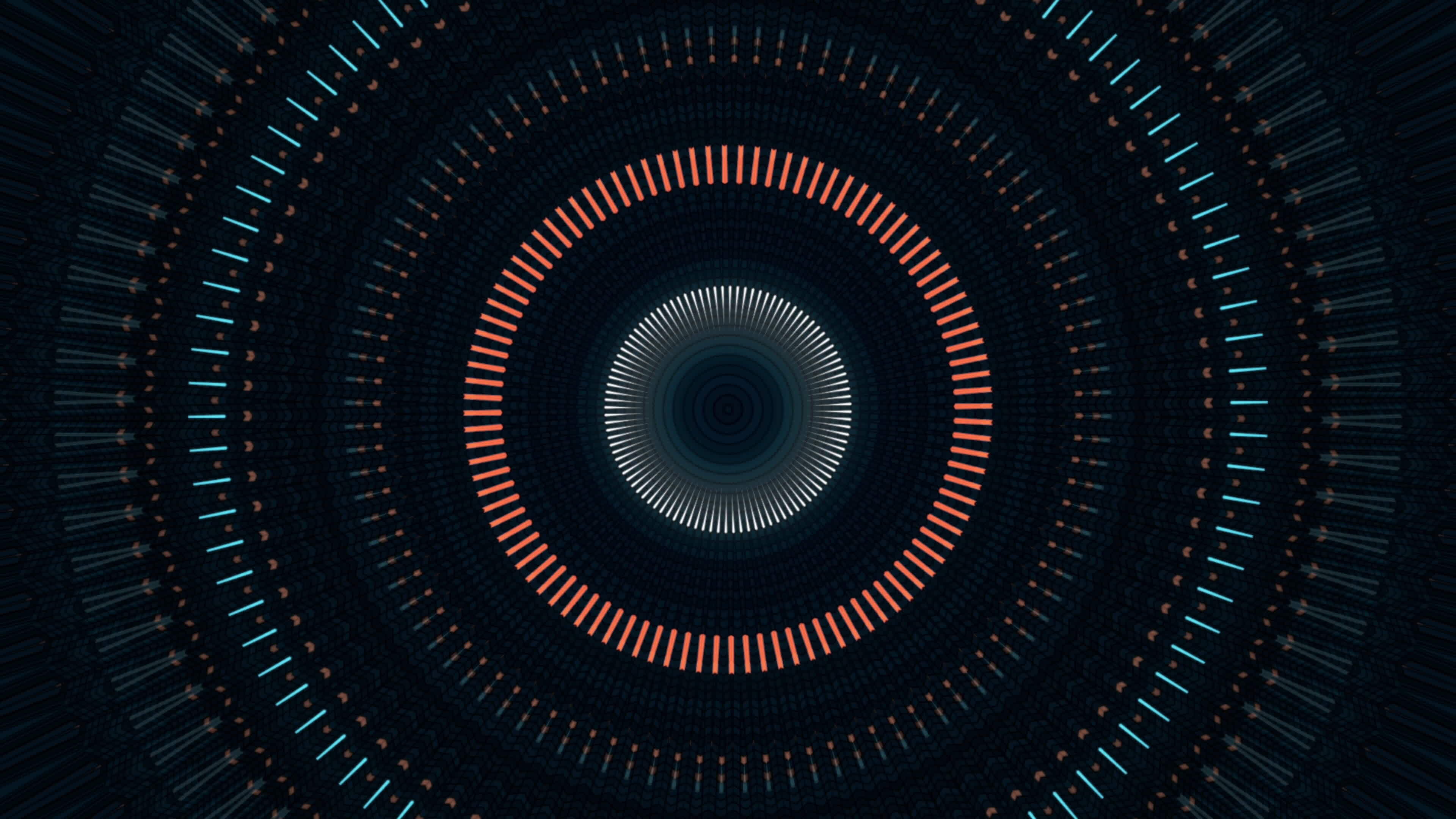 Abstract Moving Flashing Large Rings On Black Background Seamless Loop