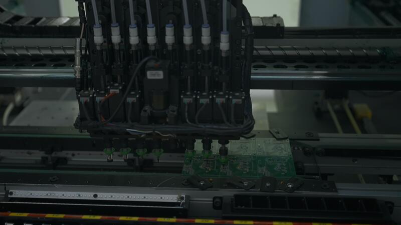 Fully Automated Assembly Line At Electronics Factory Creative Component Installation On