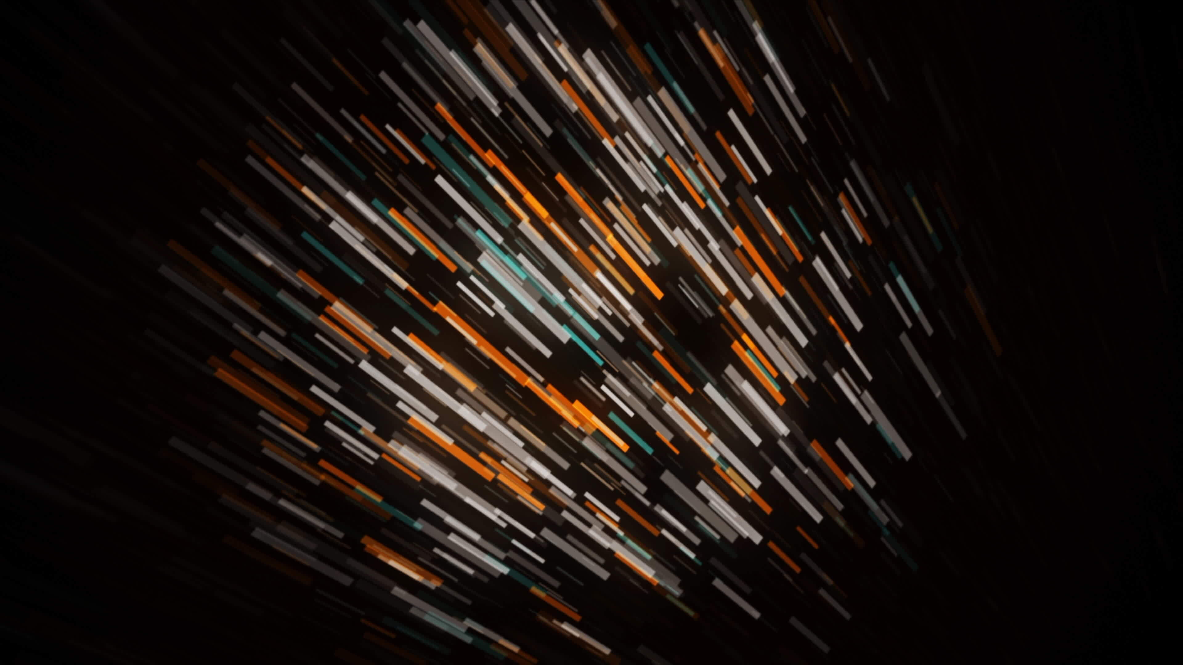 Abstract diagonal graphic elements moving over black background ...