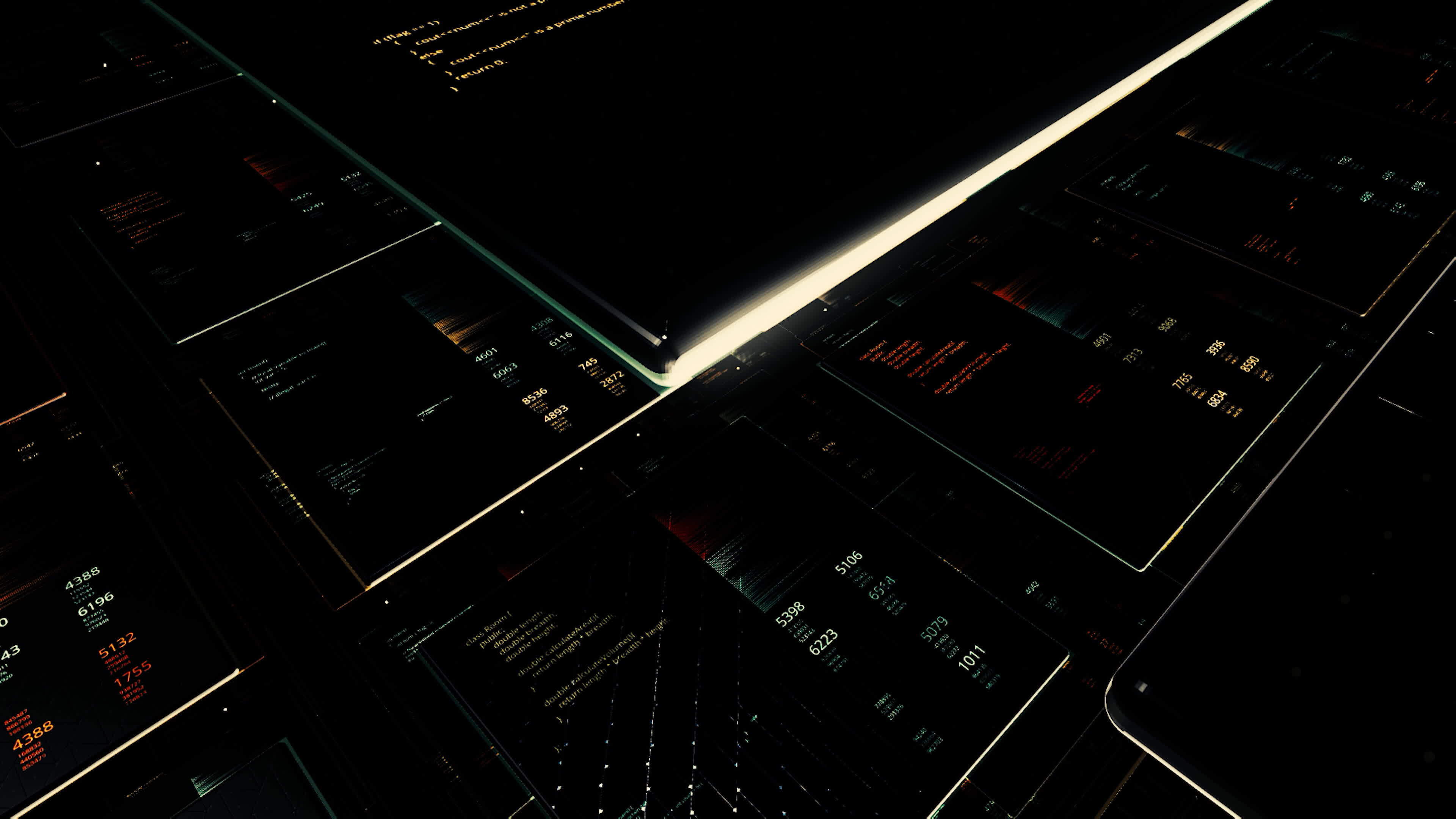 Abstract screens with digits, graphs, abstract scientific graphic ...