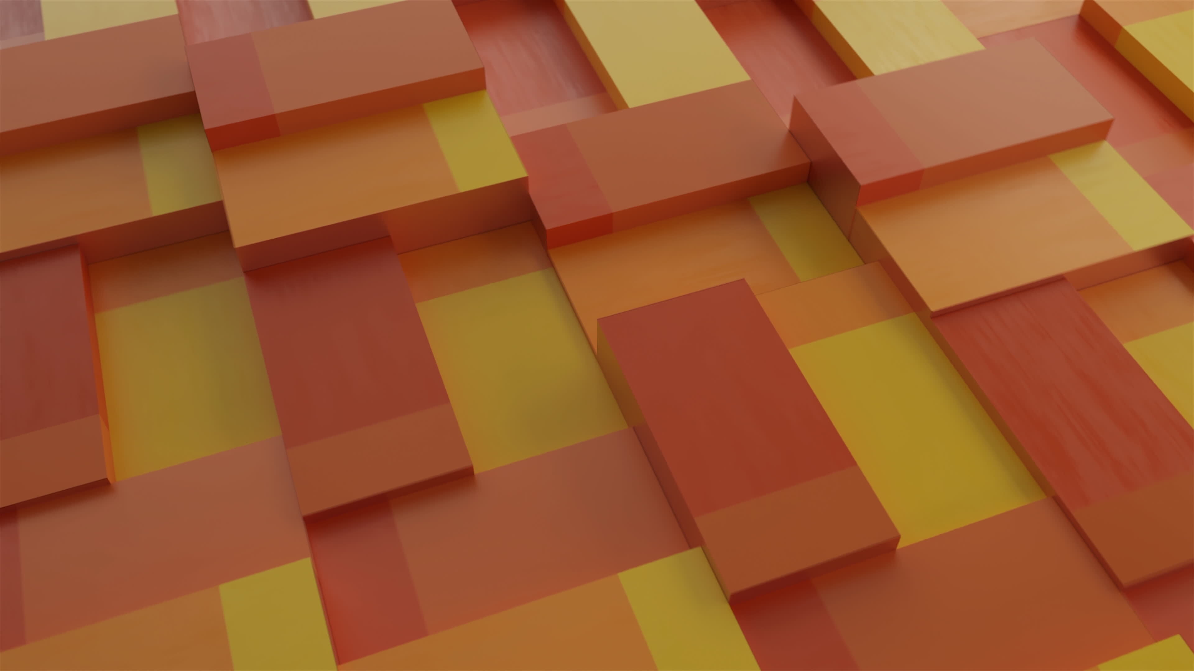 Abstract Background With Surface Cubes Seamless Loop Rotating Orange And Yellow Blocks