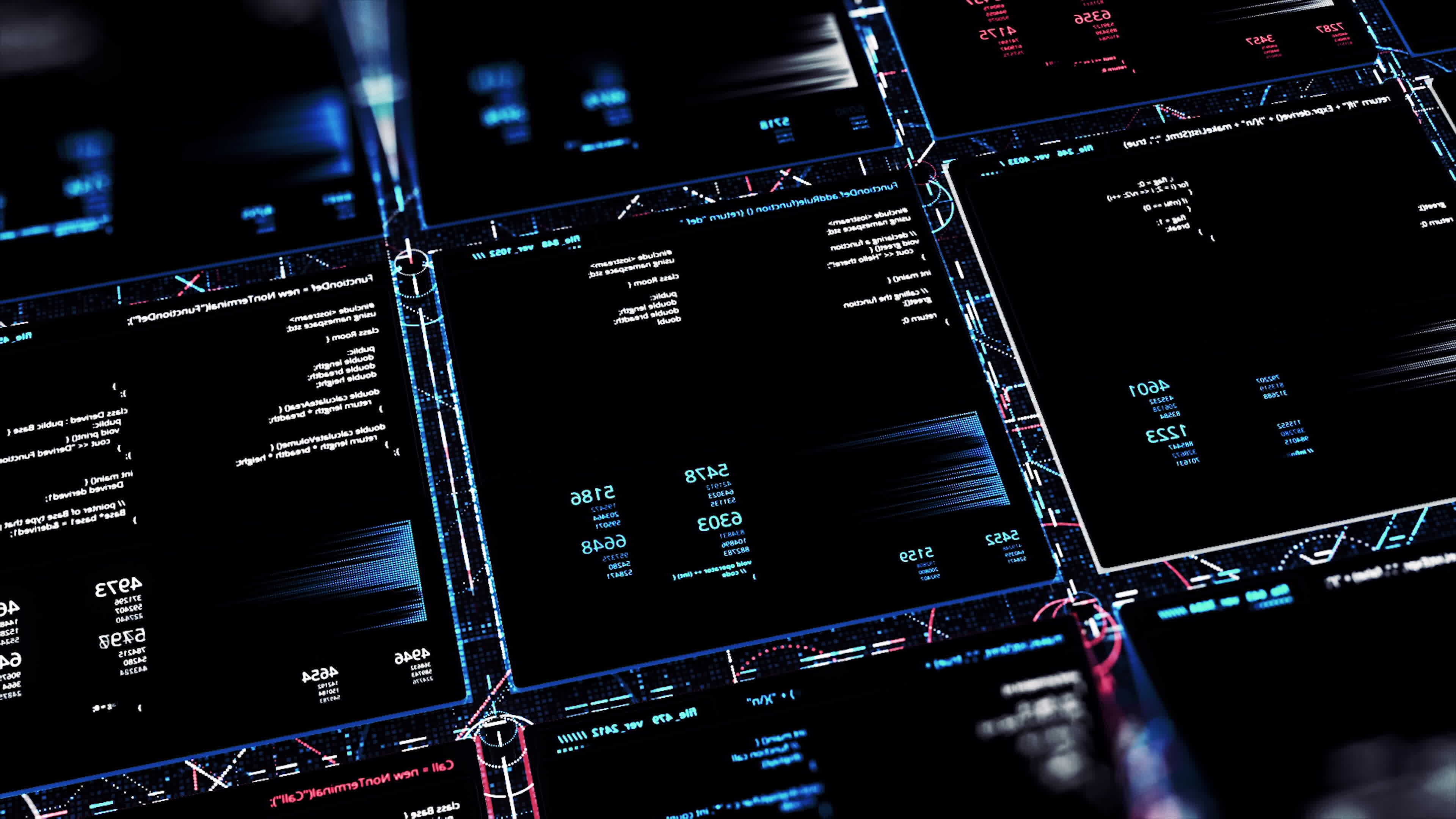 Cyber security background with a program for hacking secret business ...