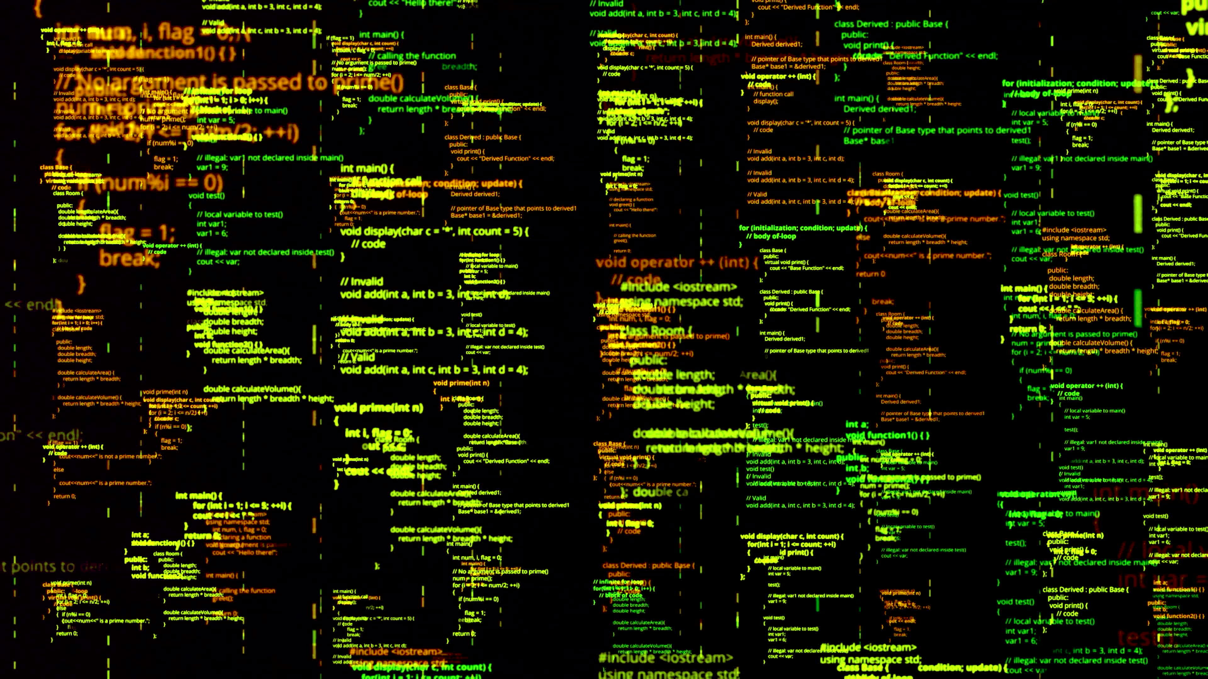 Abstract Programming Code On Digital Screen Animation Code Language In A Form Of Written Lines