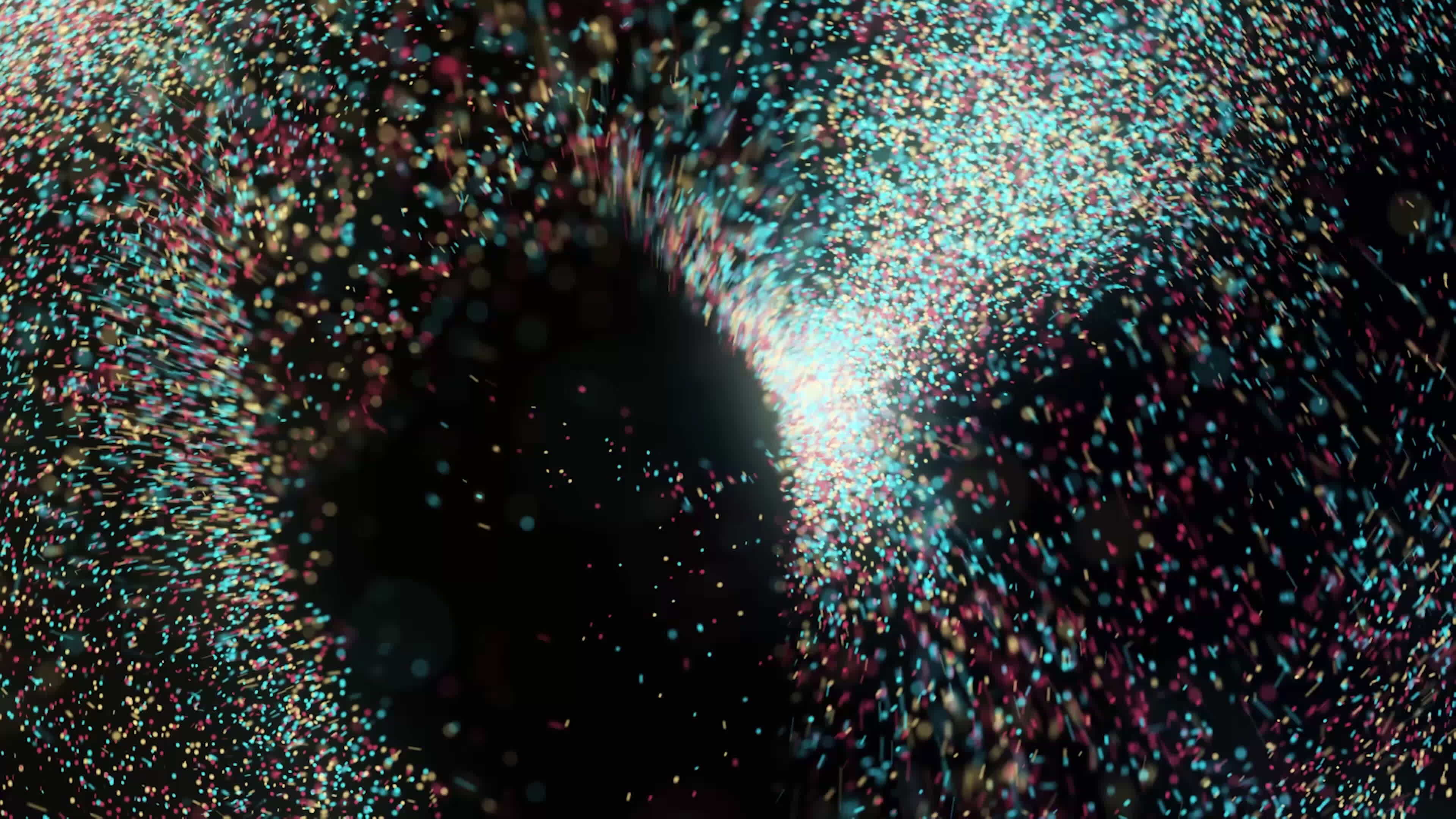 Vortex of multi-colored particles. Animation. Swirl of many colored ...