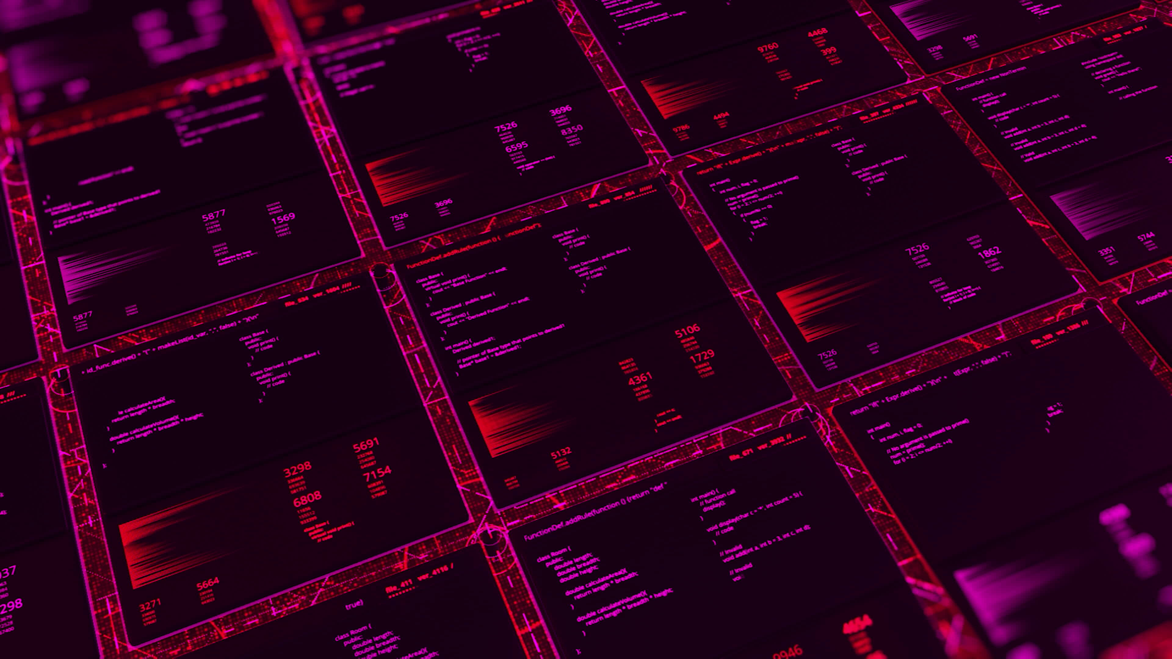 HUD futuristic digital screen with processing computer program for business analytics. Animation ...