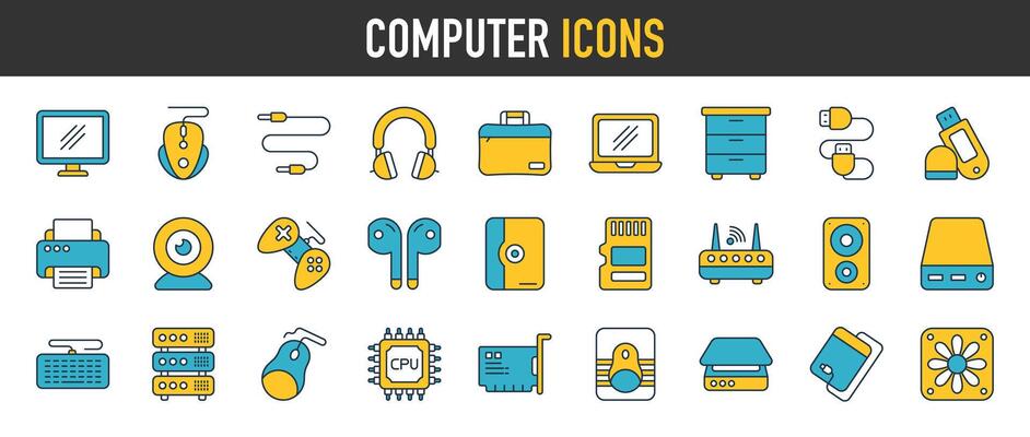 Computer Icon Set Vector Art, Icons, and Graphics for Free Download