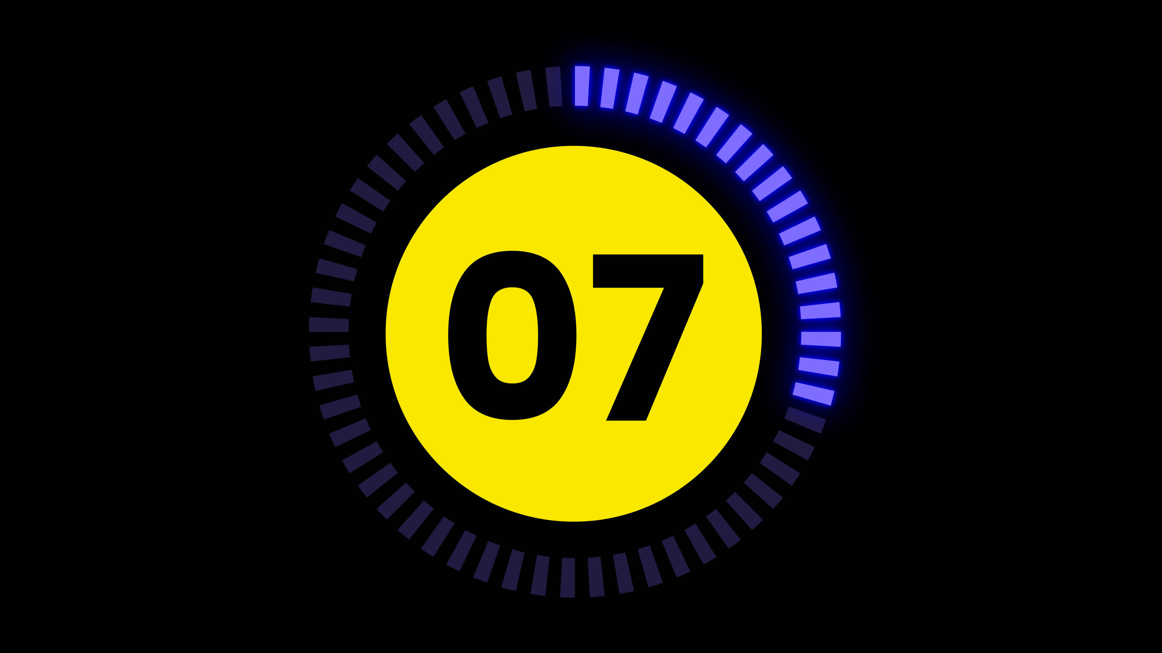 Countdown Ten Seconds Animation Video From 10 To 0 Seconds With Yellow Blue Glow Effect And Dark